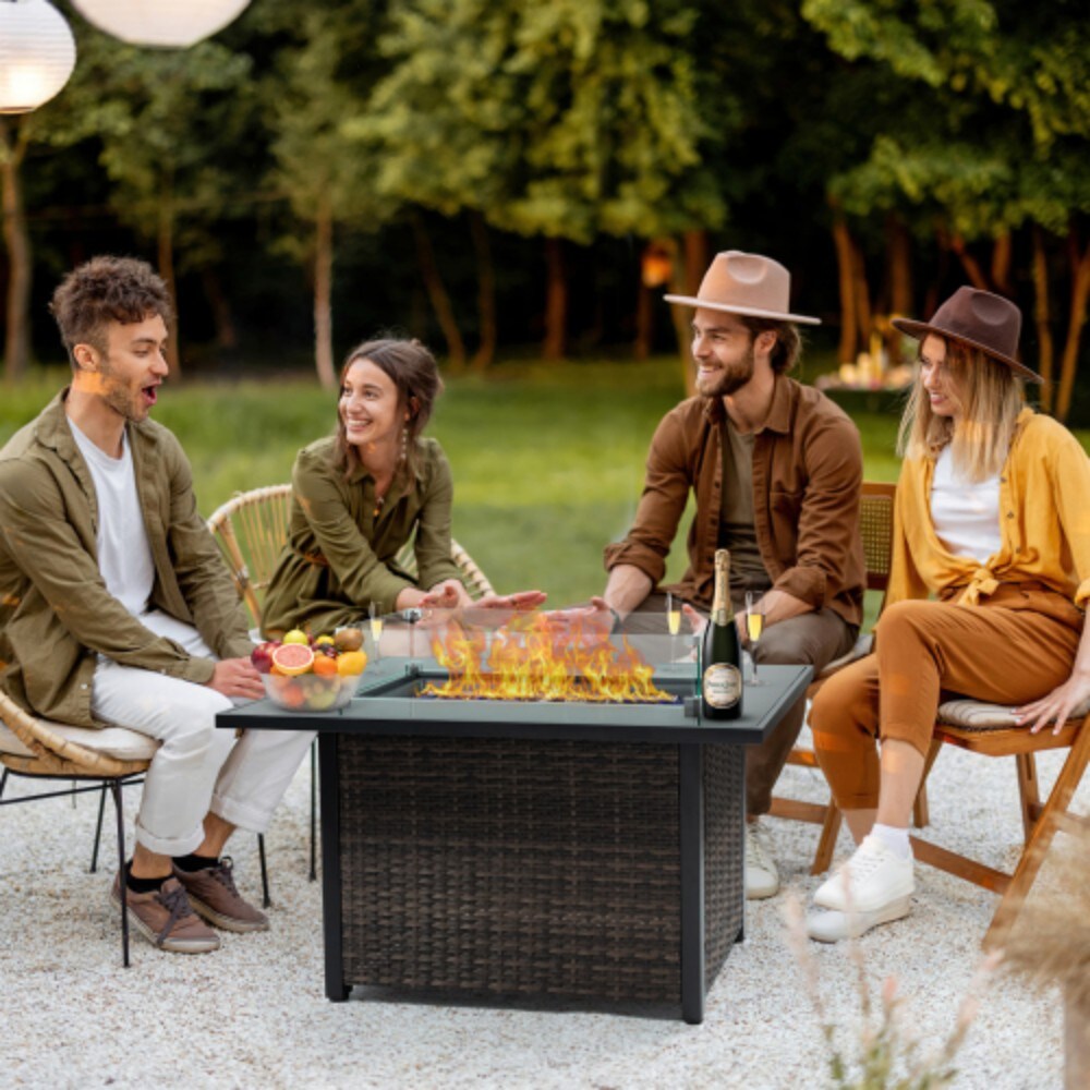 Poly furniture Gas Fire Pits 44-in W 50000 Maximum BTUs Wicker ...