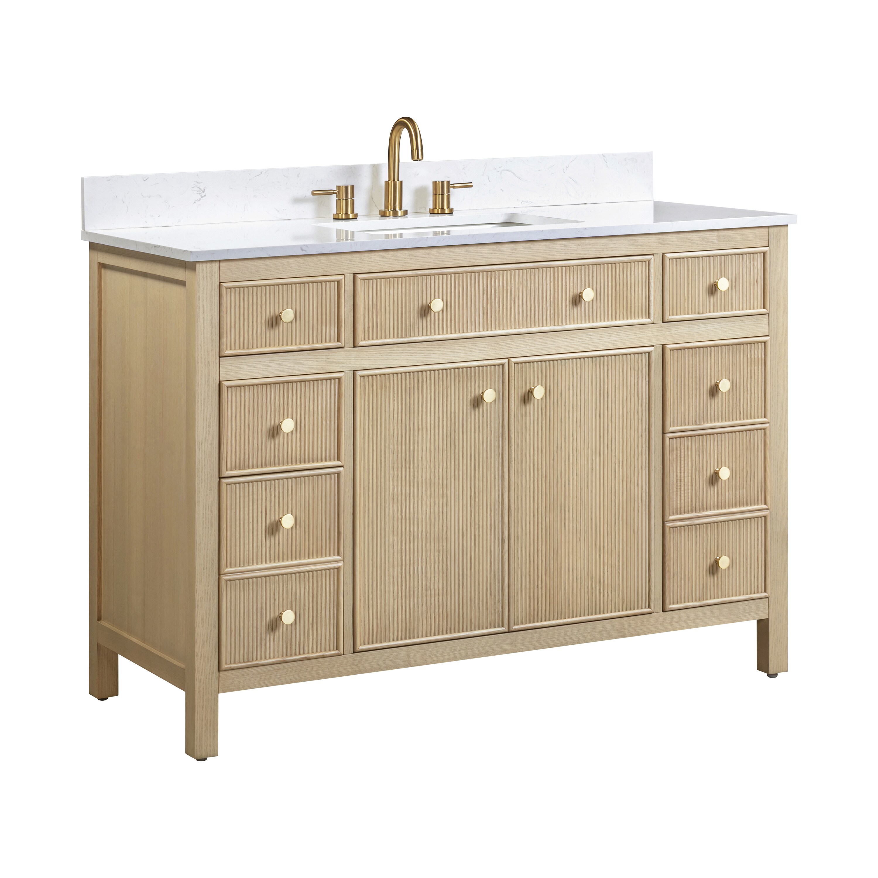 allen + roth Sandbanks 48-in White Oak Undermount Single Sink Bathroom ...