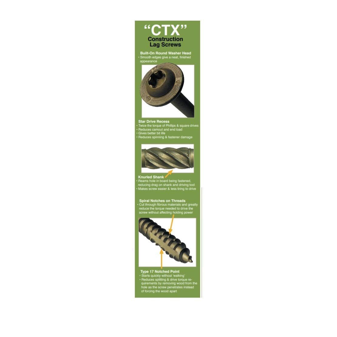 Big Timber (300 Count) CTX156 15 x 6 Durable Bronze Lag Screws for ...