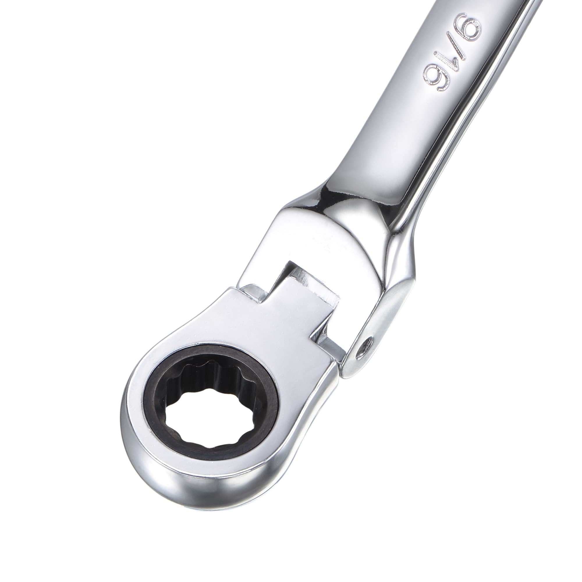 Unique Bargains 9/16 Inch Flex-Head Ratcheting Combination Wrench SAE ...