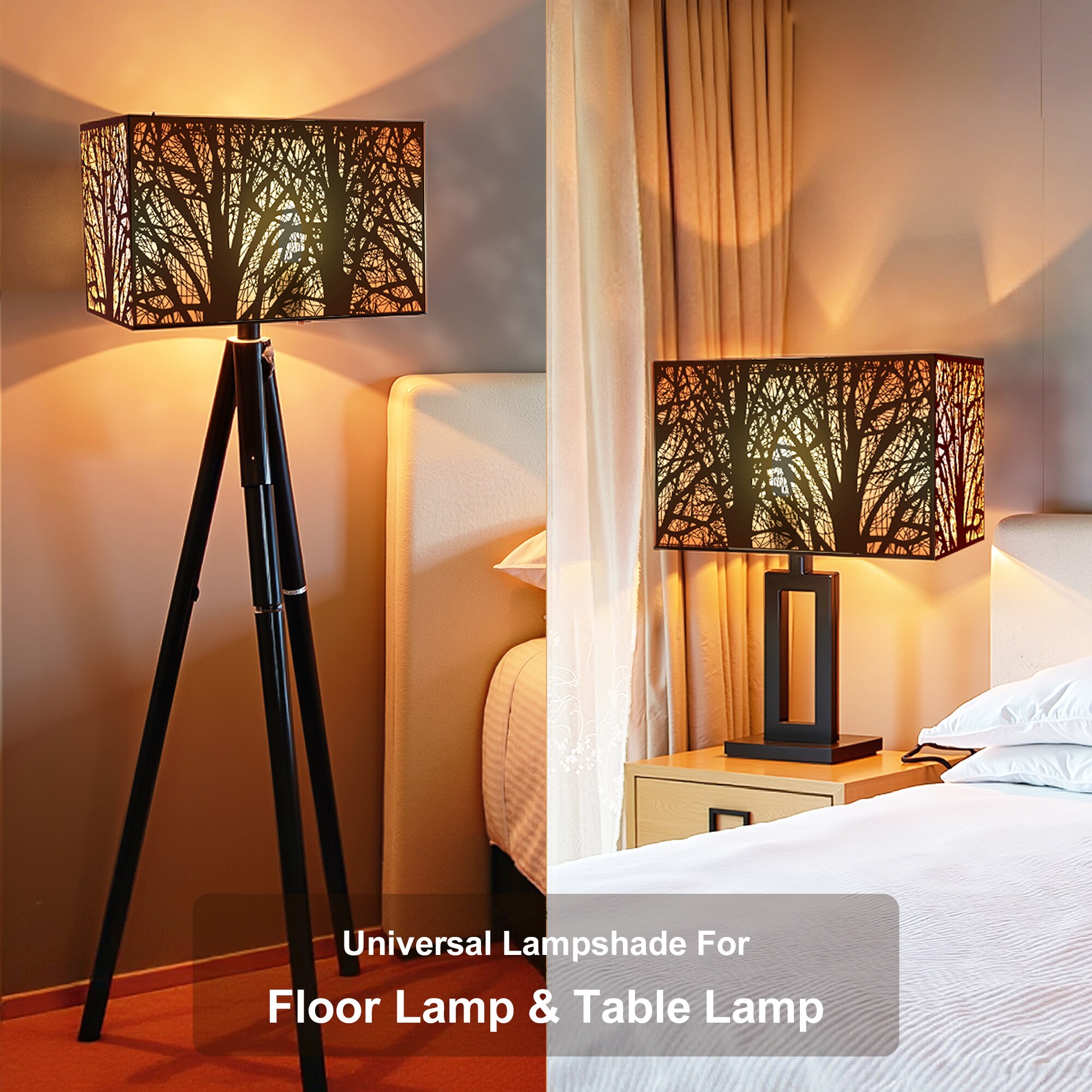 DORESshop 9 in Black Metal Large Rectangular Lampshade For Table Lamp ...