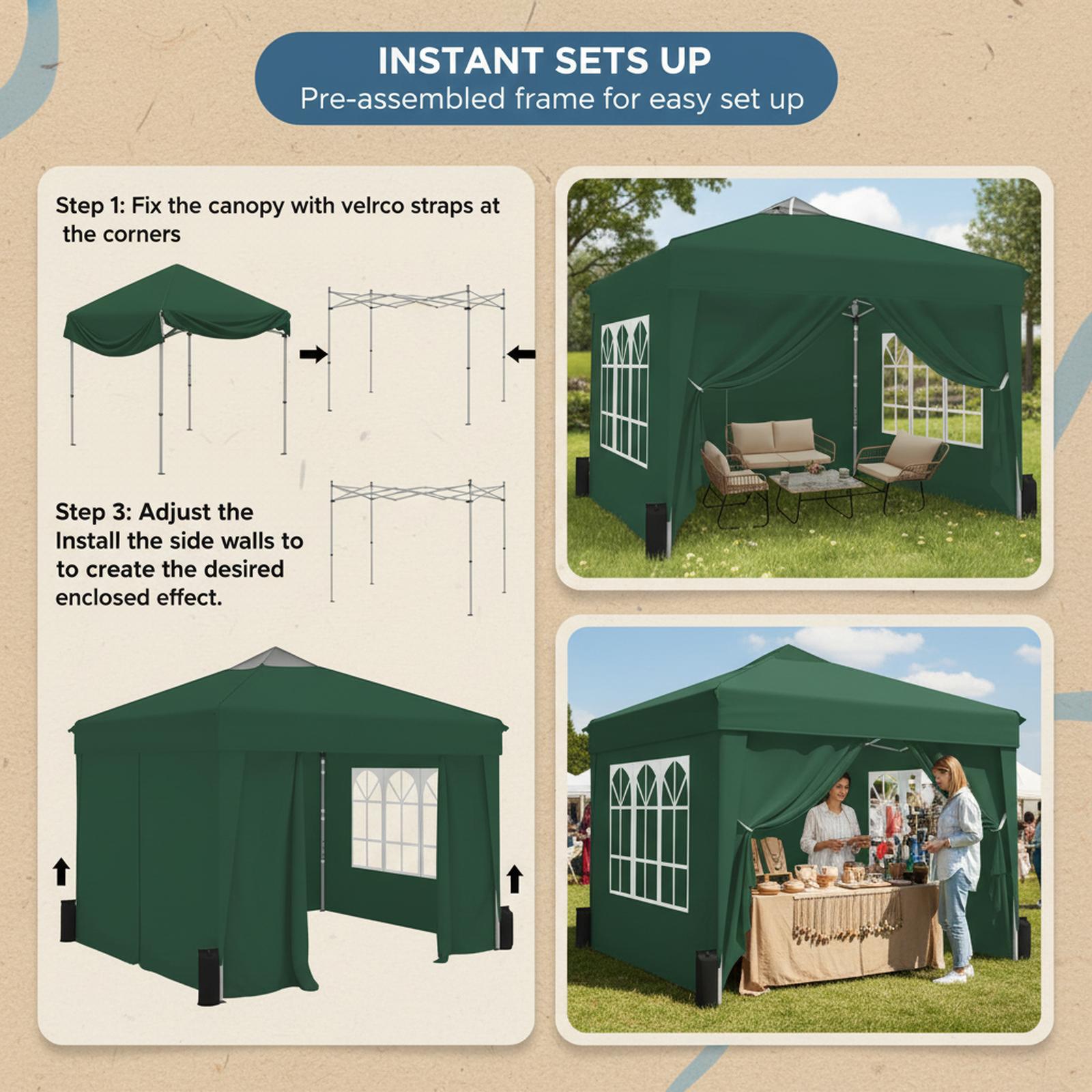 Baginizer 10x10 Pop Up Tent Easy Setup Waterproof UV Resistant Portable ...