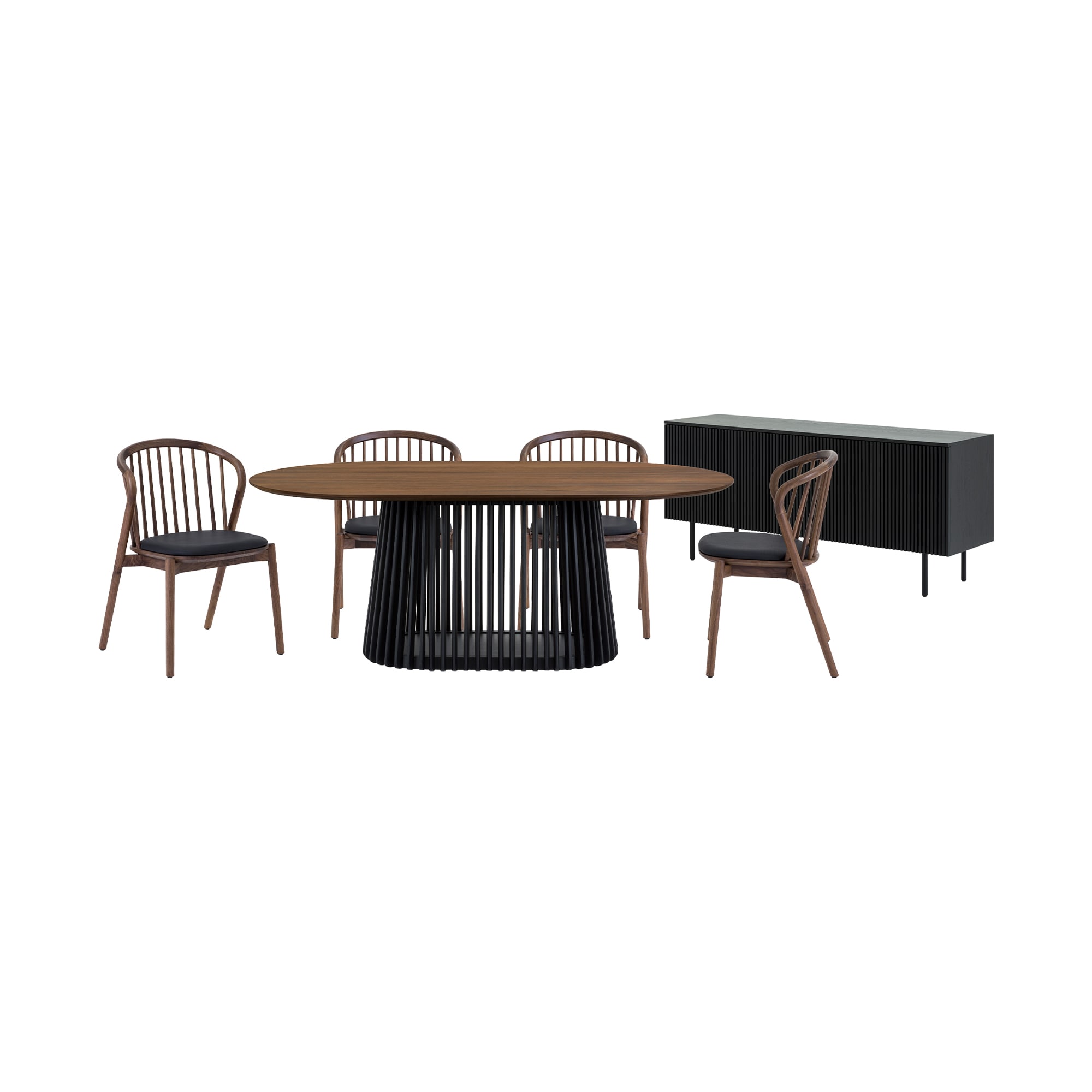 Armen Living Black Contemporary/Modern Dining Room Set with Oval Table ...