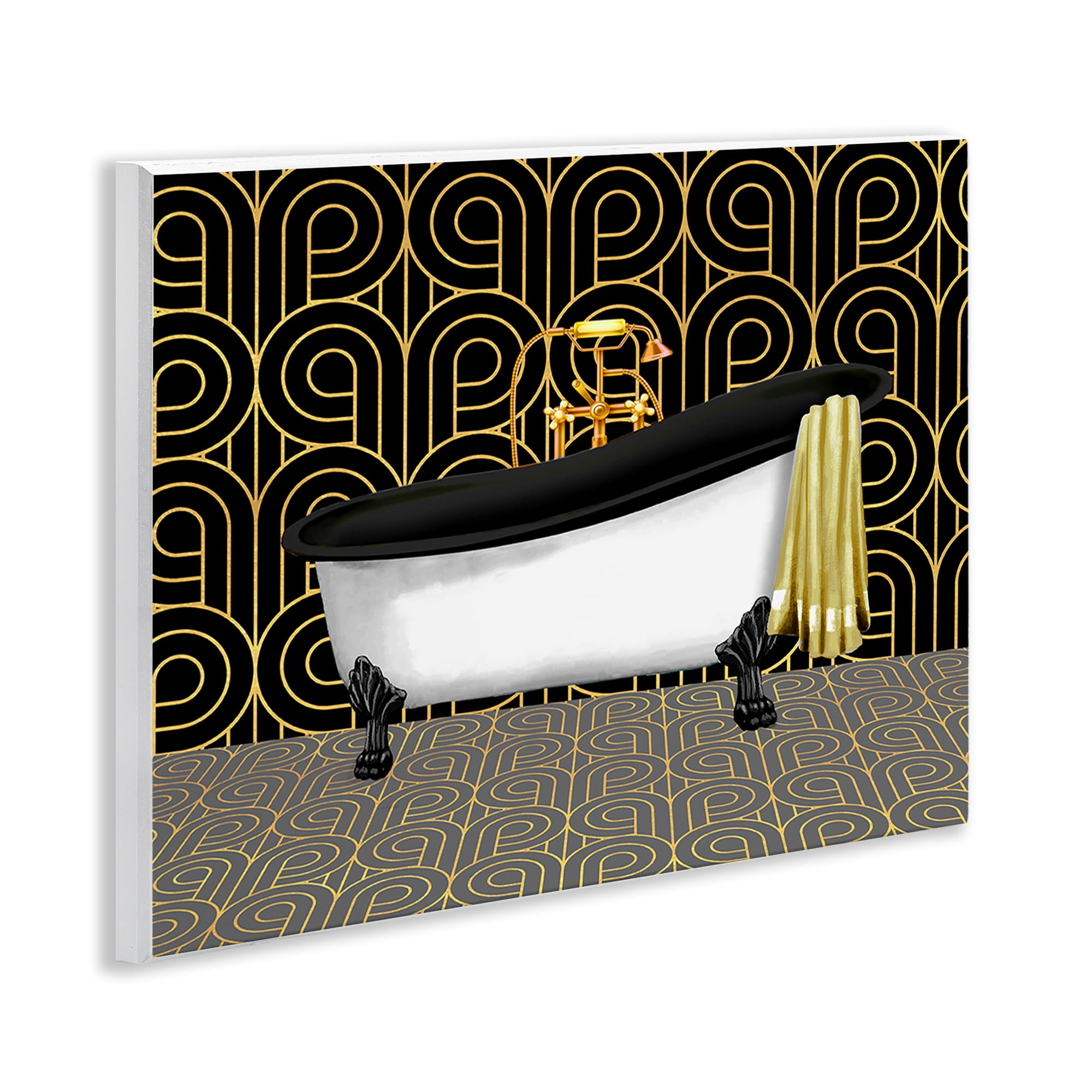 Stupell Industries Bathroom in Deco Style Wall Plaque Art By Conrad ...