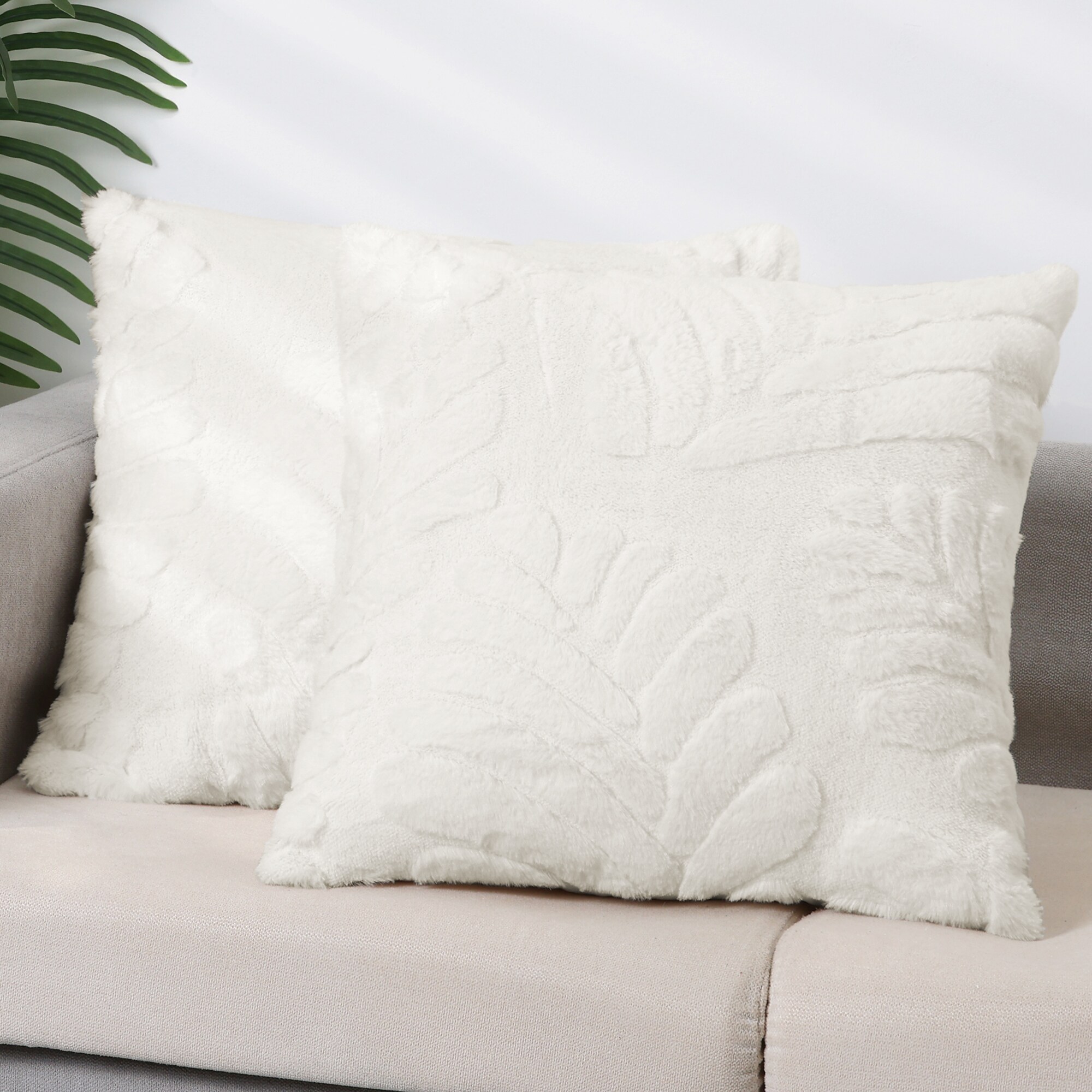Unique Bargains Basho Leaf Pattern Cushion Covers Solid Fluffy Plush ...