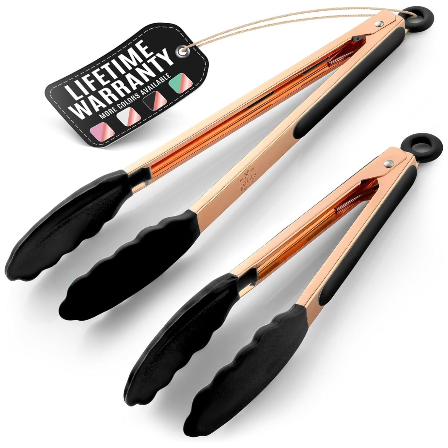 Zulay Kitchen Stainless Steel Kitchen Tongs Set of 2 9 Inch and 12 Inch ...