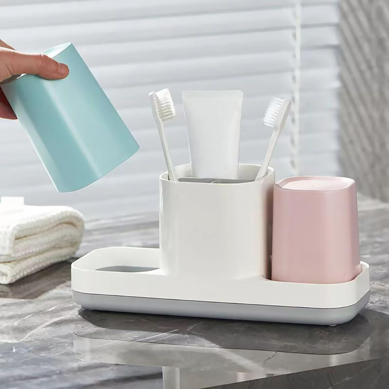 Paradigms Interiors Toothbrush Holder With Cups For Bathroom Electric ...