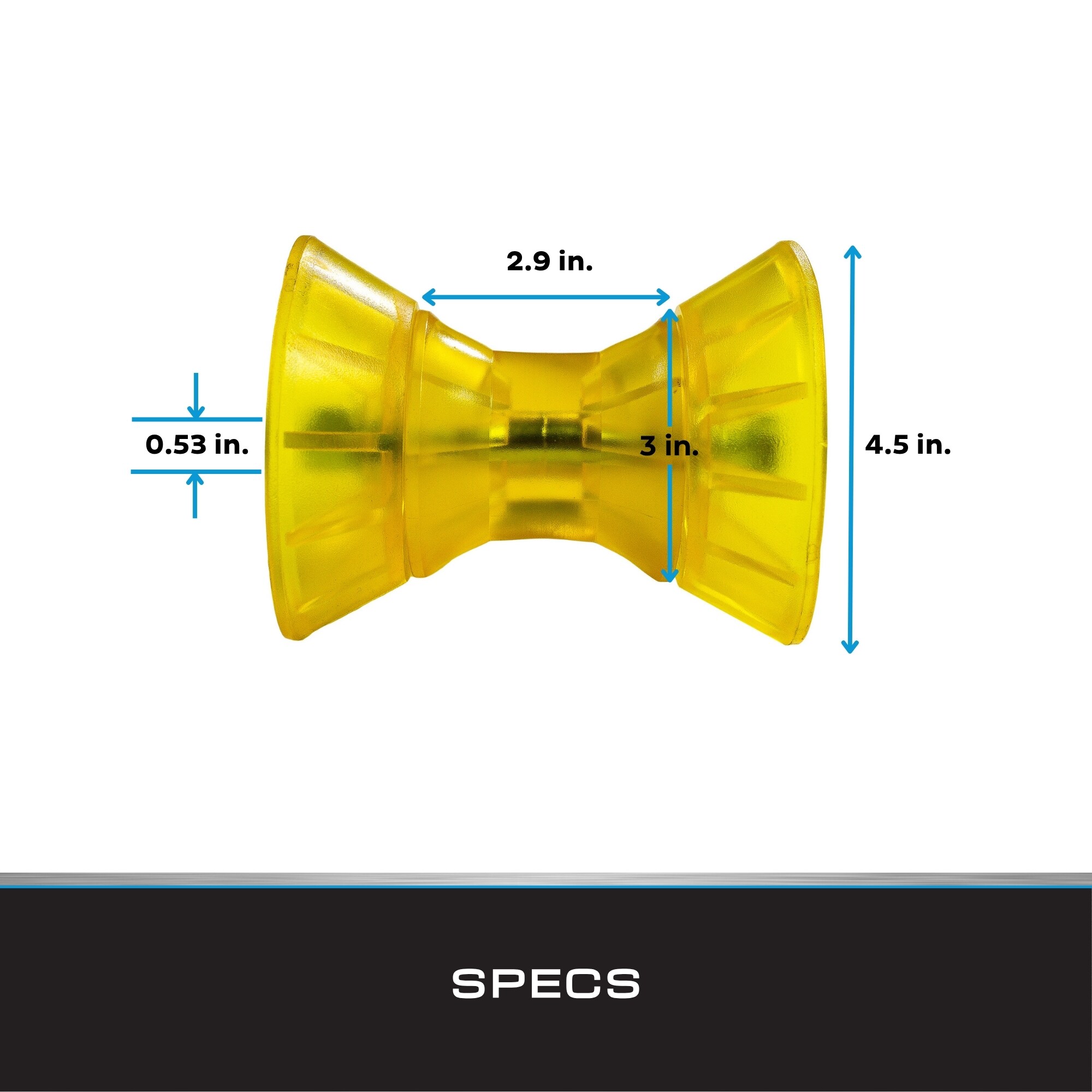 Tie Down 3 in Amber PVC Boat Trailer Bow Roller Assembly with End Bells ...