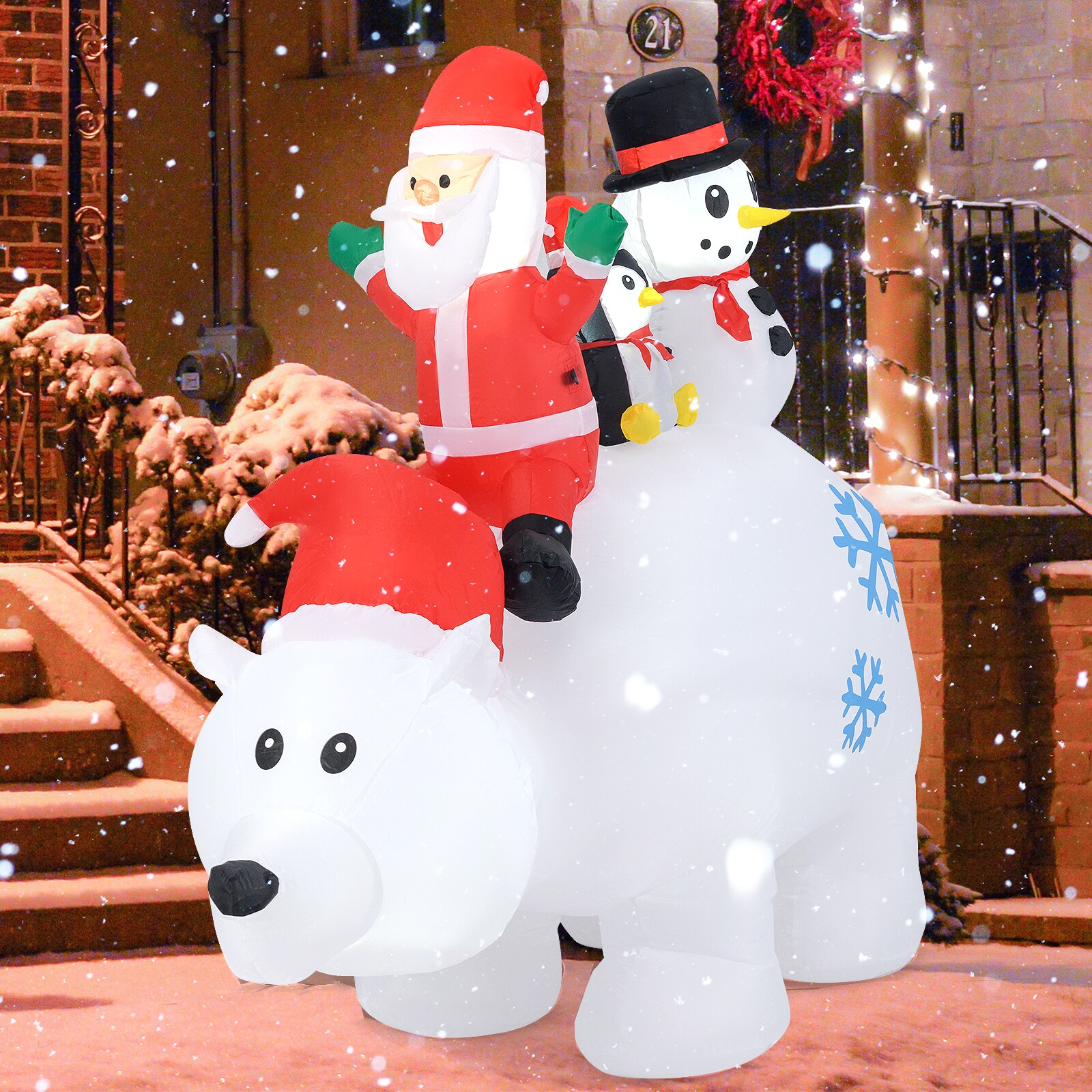 Slickblue 6-ft Inflatable Polar Bear with Animated Head and LED Lights ...
