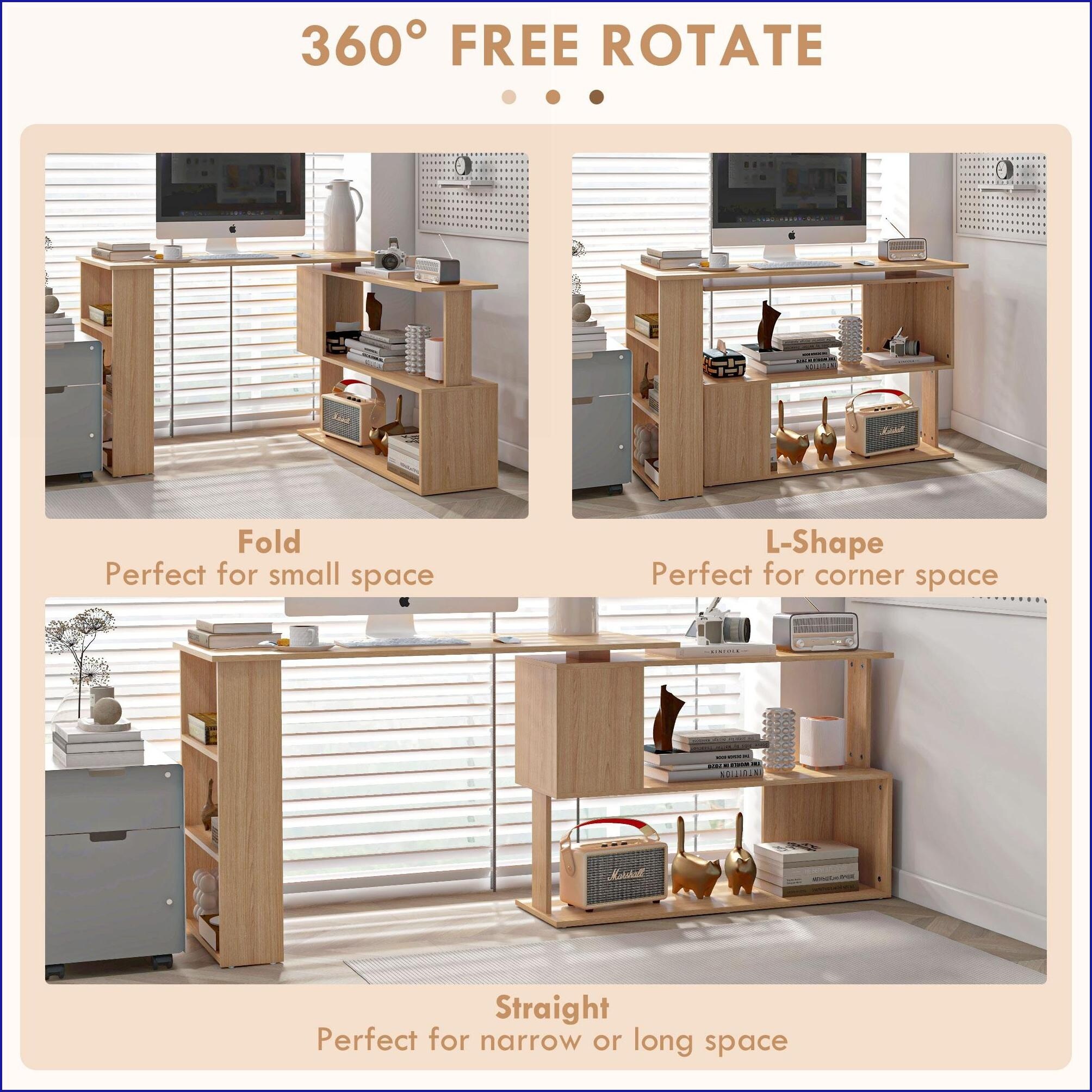 SunJet Desks HOMCOM Modern LShaped Corner Desk with 360 Rotating Design ...