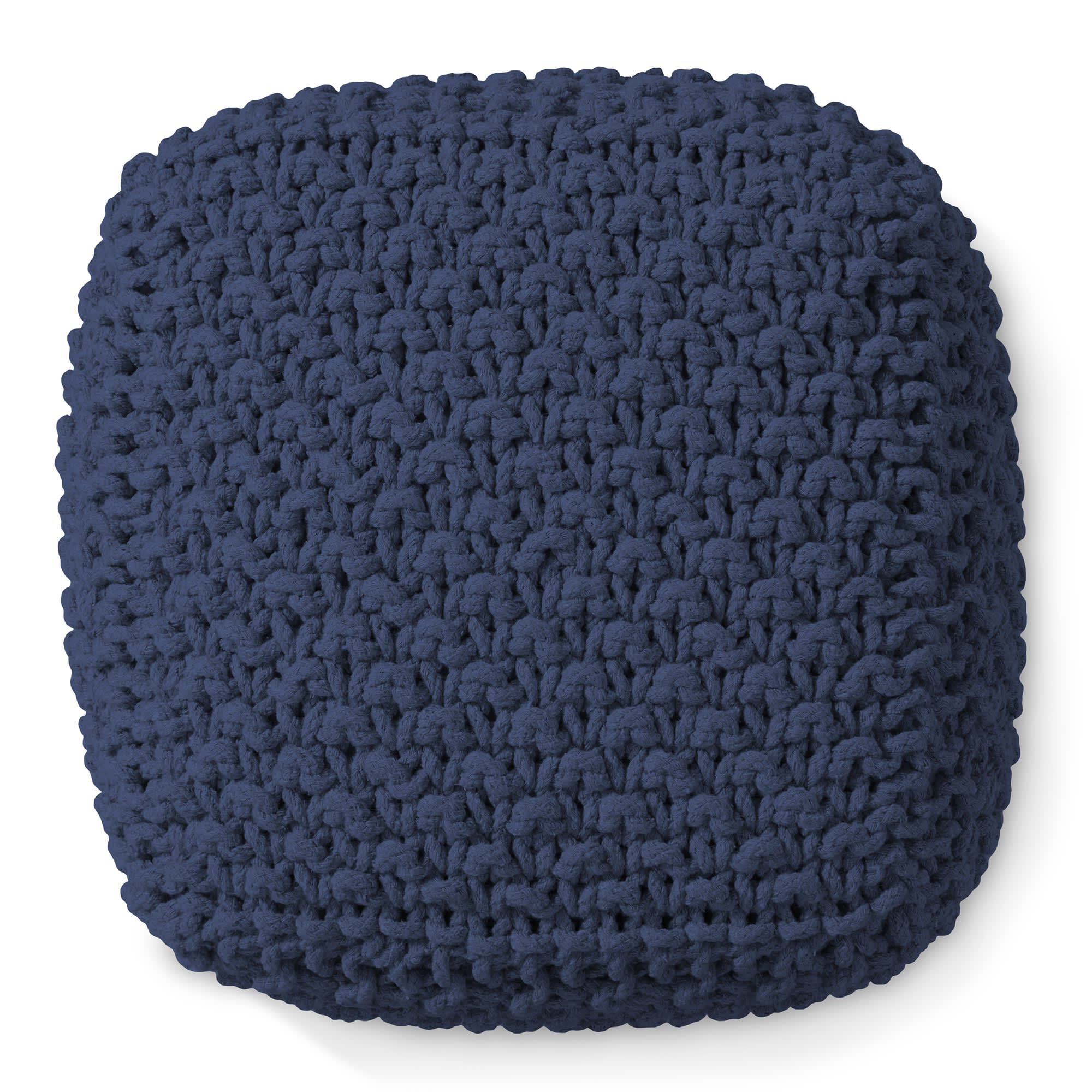 Casafield Square Cotton Pouf Ottoman - Navy Blue - 18.5 x 14.5 Knit ...