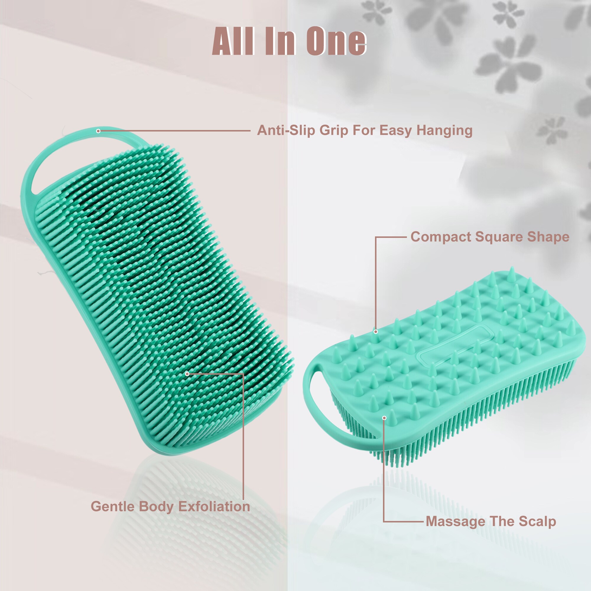 Unique Bargains Silicone Body Scrubber 2 in 1 Body Brush Hair Scalp ...