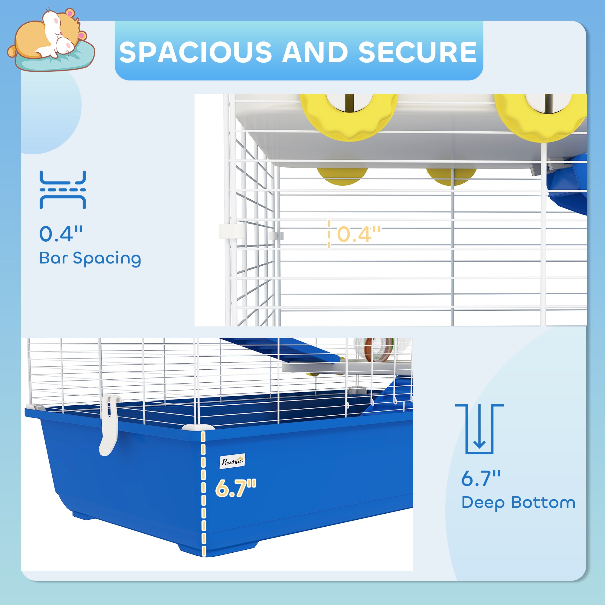 PawHut Hamster Cage 4 Tier Small Animal Cage with Tunnel Tube System ...