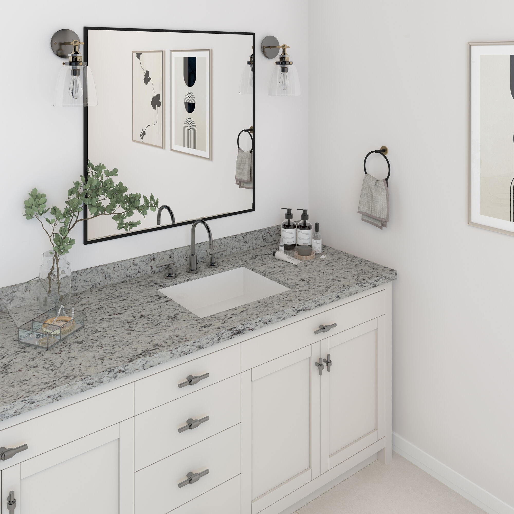 ONE Natural Stone Arctic Ember Granite Off-white Kitchen Countertop ...