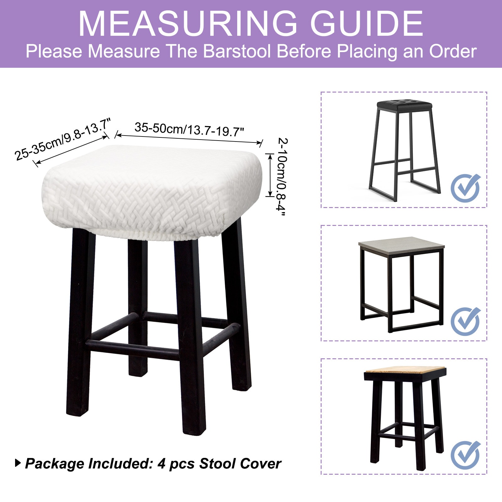 Unique Bargains 4pcs Stool Covers Rectangle Bar Stool Covers Saddle ...