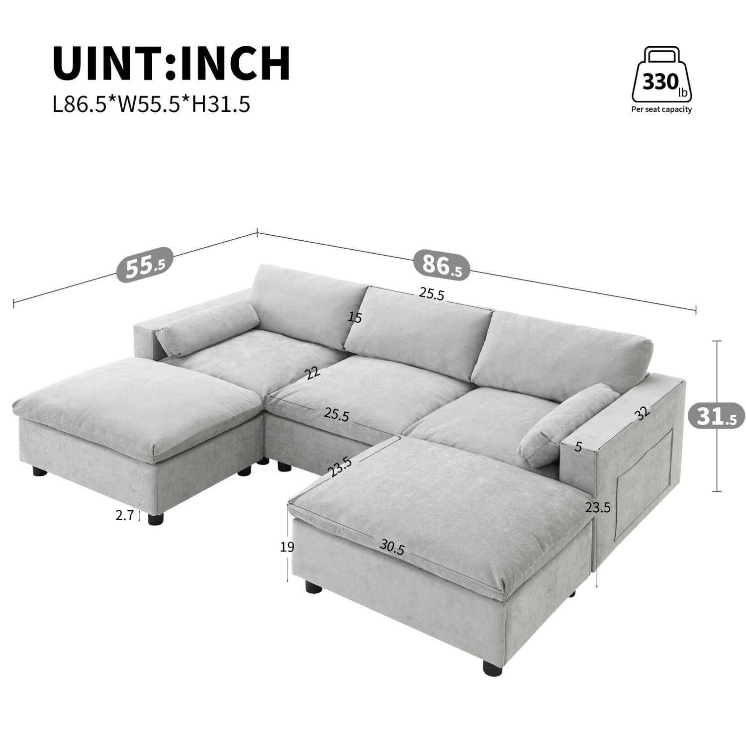 Streamdale Furniture Streamdale Chenille Modular Sectional Sofa with ...