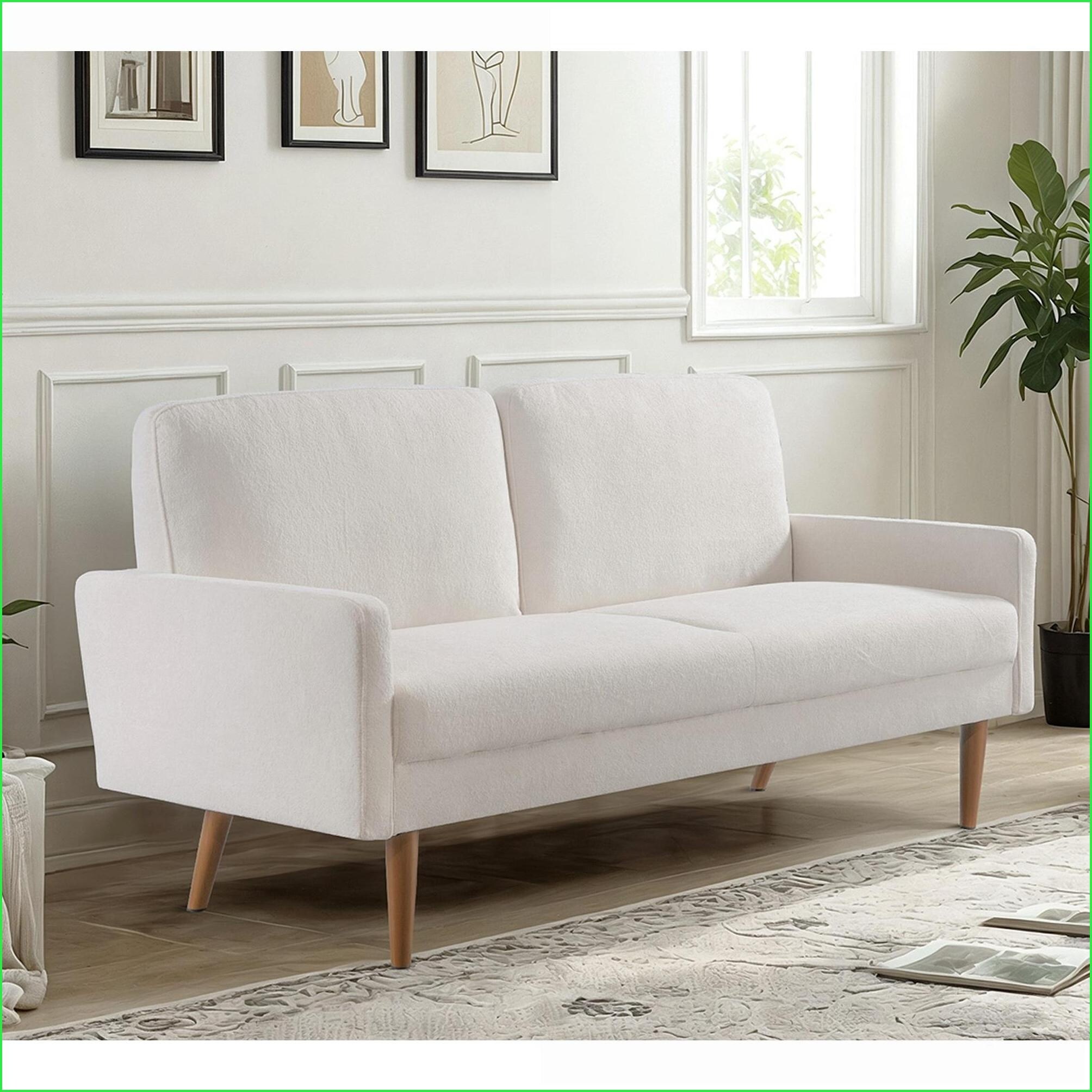 Watnature Sofas Modern European 3-Seater Velvet Sofa Ivory Upholstered ...