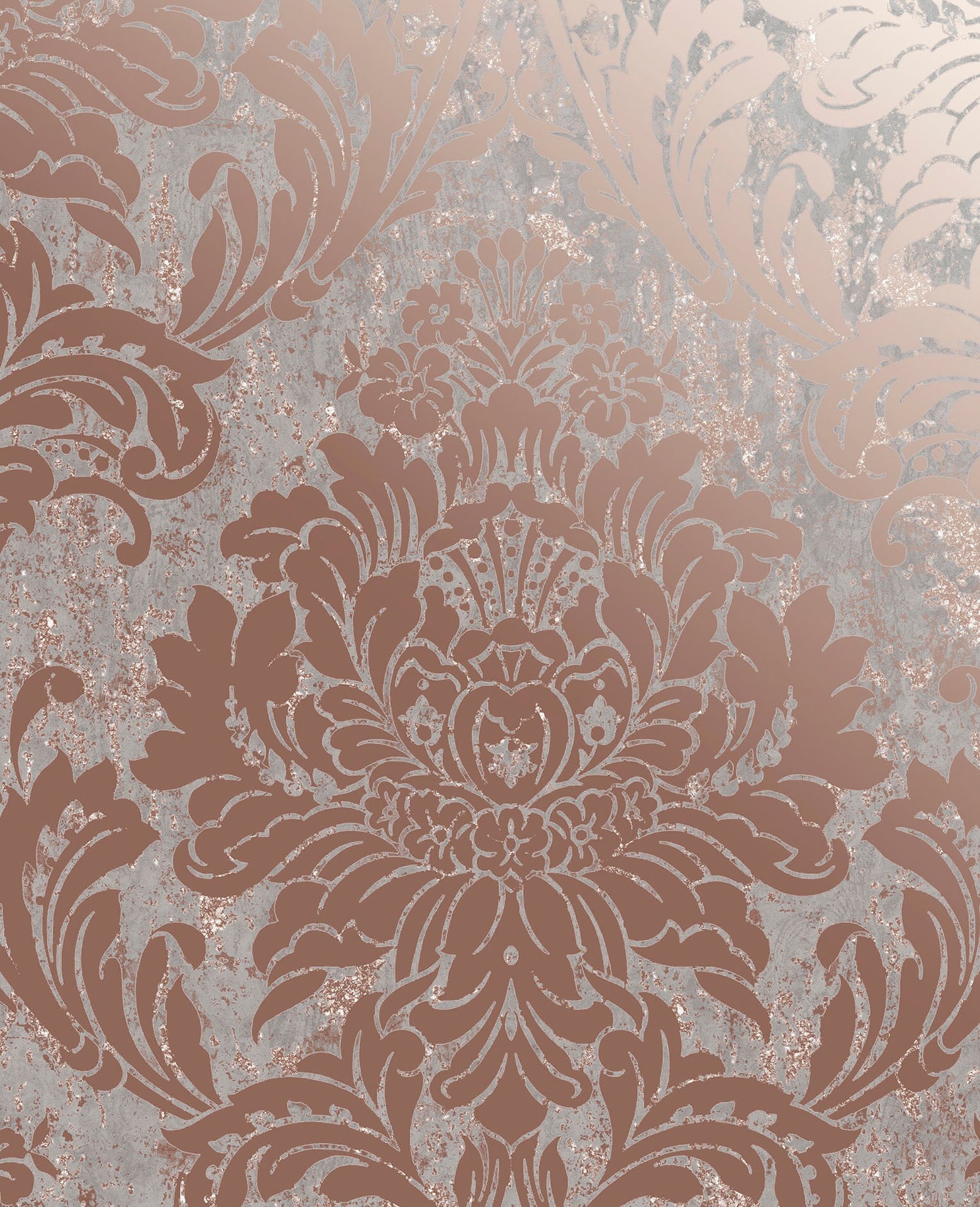 Graham & Brown Milan 56-sq ft Grey/Rose Gold Vinyl Textured Damask ...