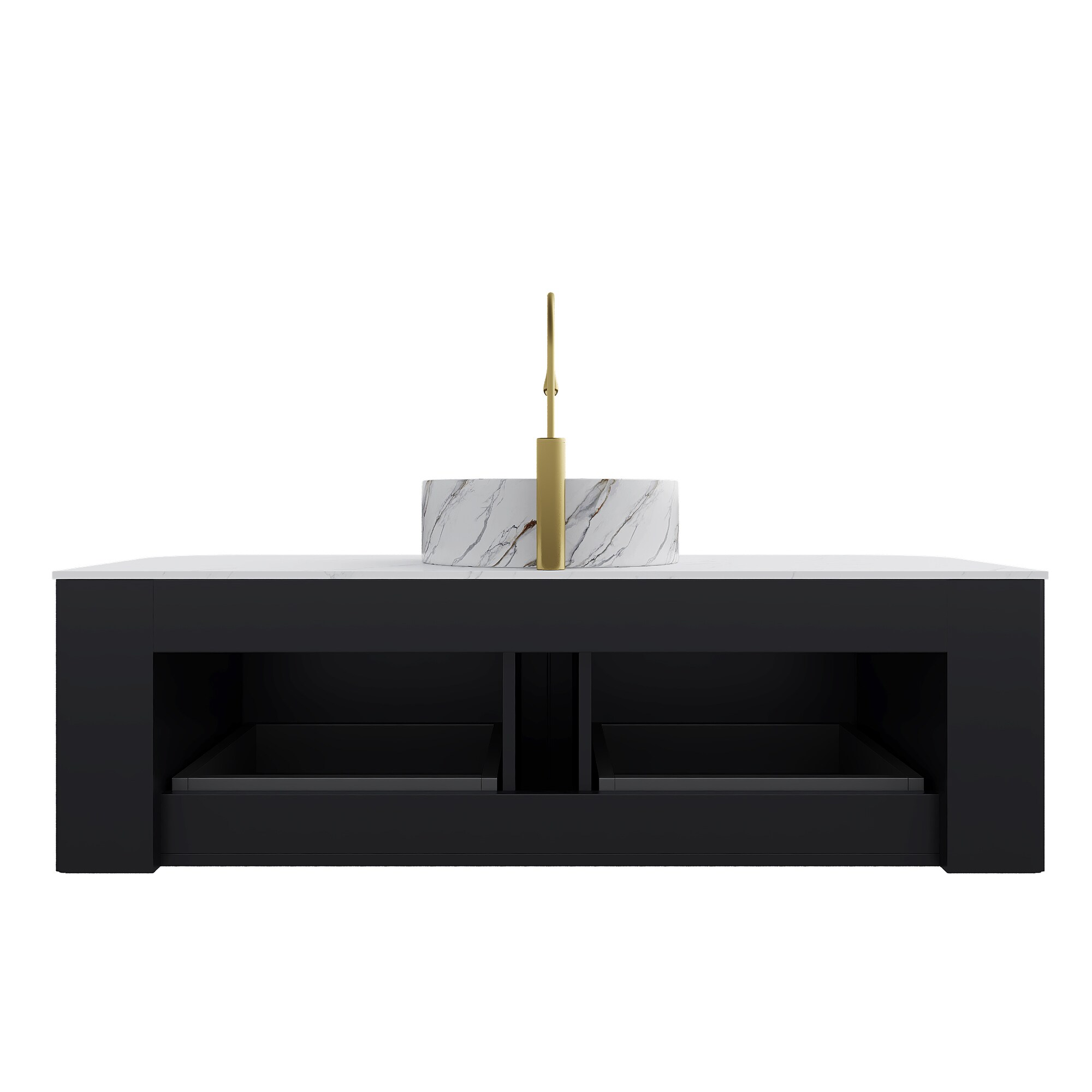 Huluwat 48 Inches Bathroom Vanity with Sink Wall-Mounted Curved Edges ...