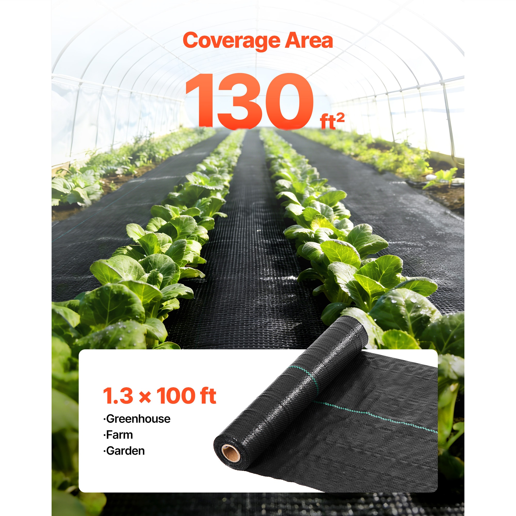 VEVOR Weed Barrier Fabric Heavy Duty 1.3x100FT 3.2oz Landscape Fabric ...