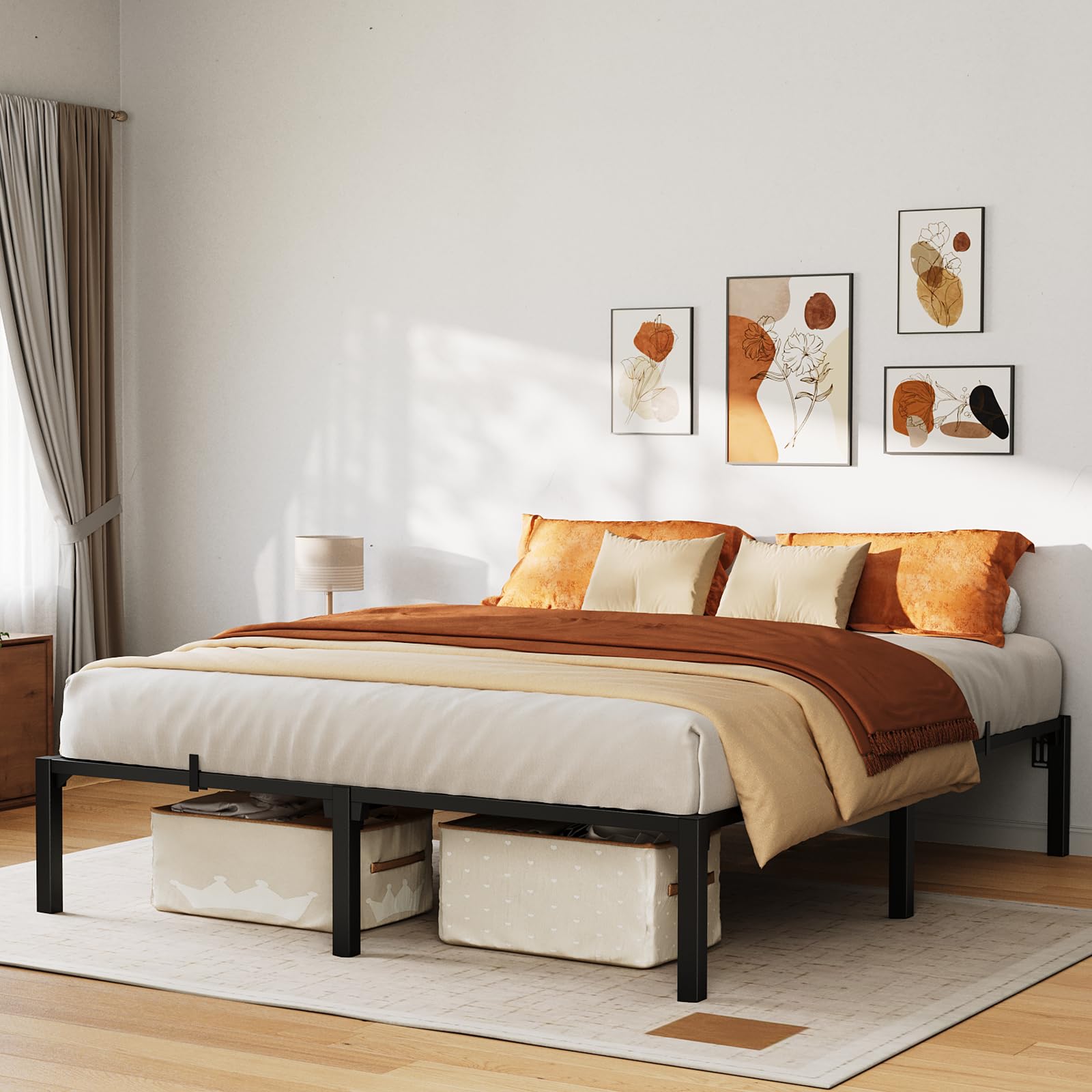 Garvee Full Size Bed Frame 14 Inch Metal Platform with Strong Steel ...