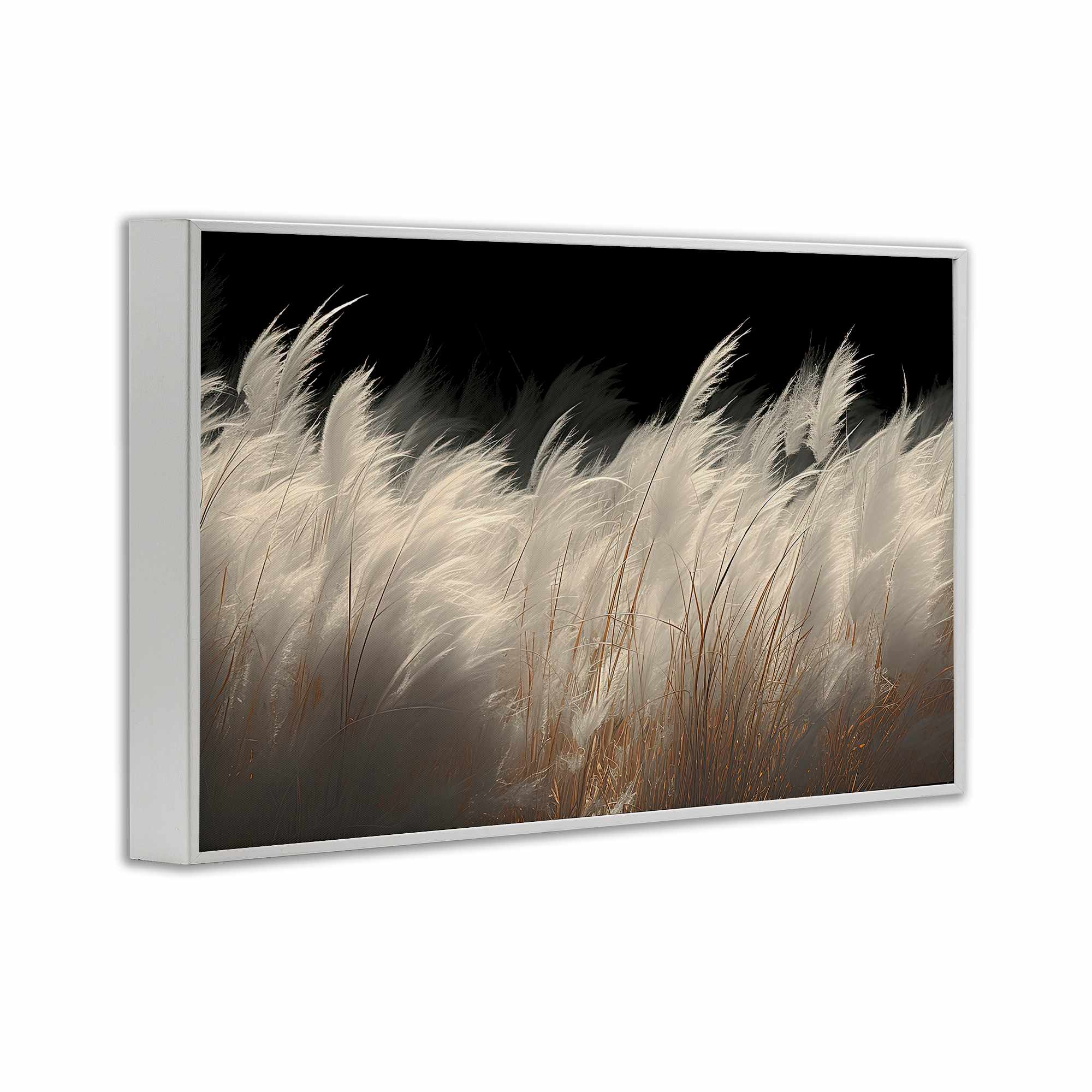 Stupell Industries White Feathers Windblown Grasses White Framed Giclee ...