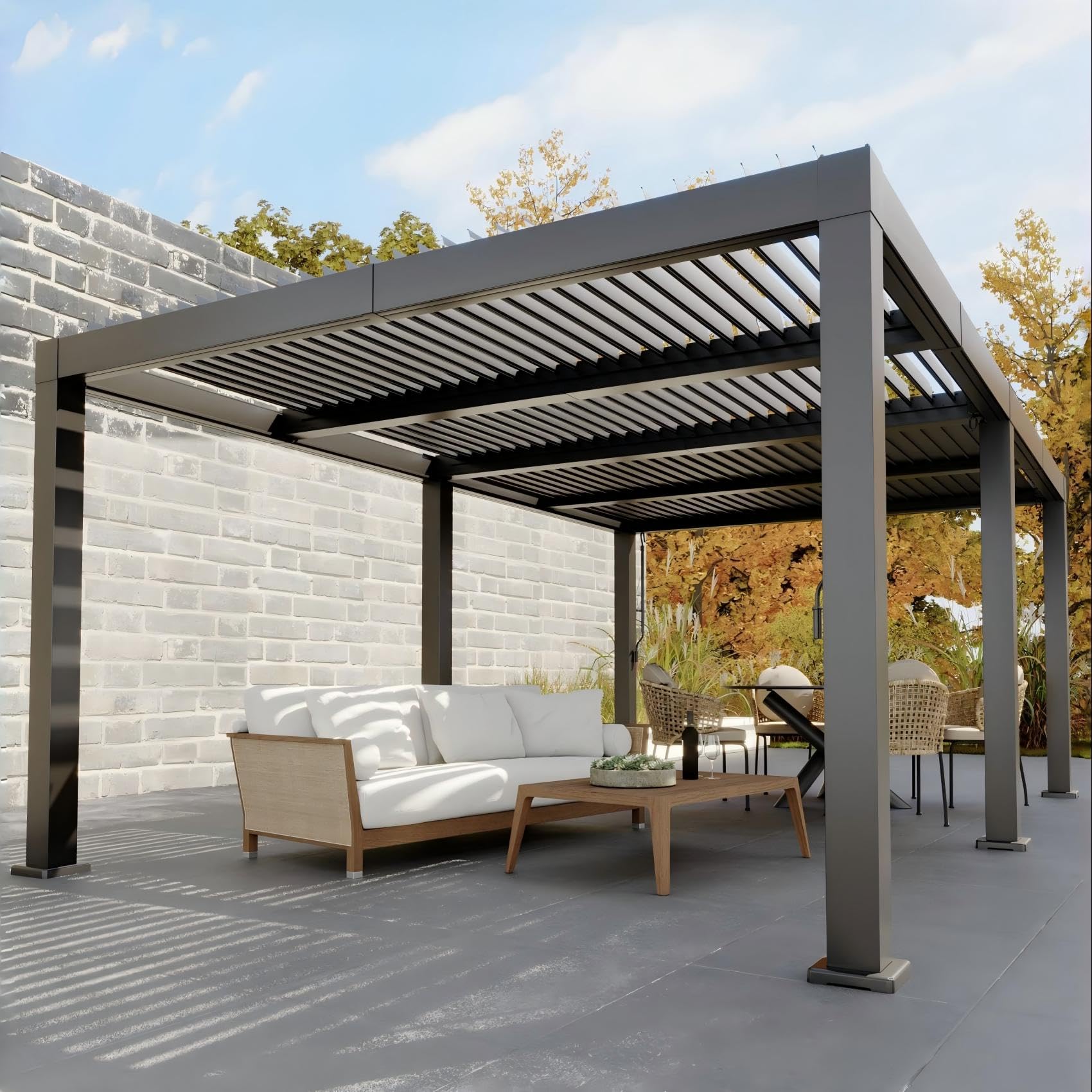 GarveeLife 12x20FT Aluminum Pergola with Adjustable Louvered Roof ...