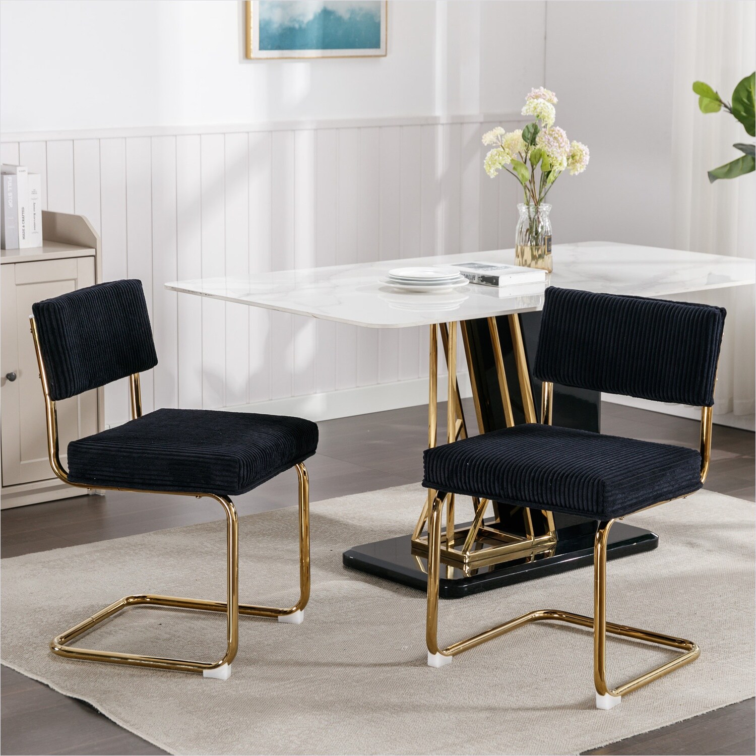 Watnature Modern Dining Chairs with Channel Tufting Set of 2 Matte ...