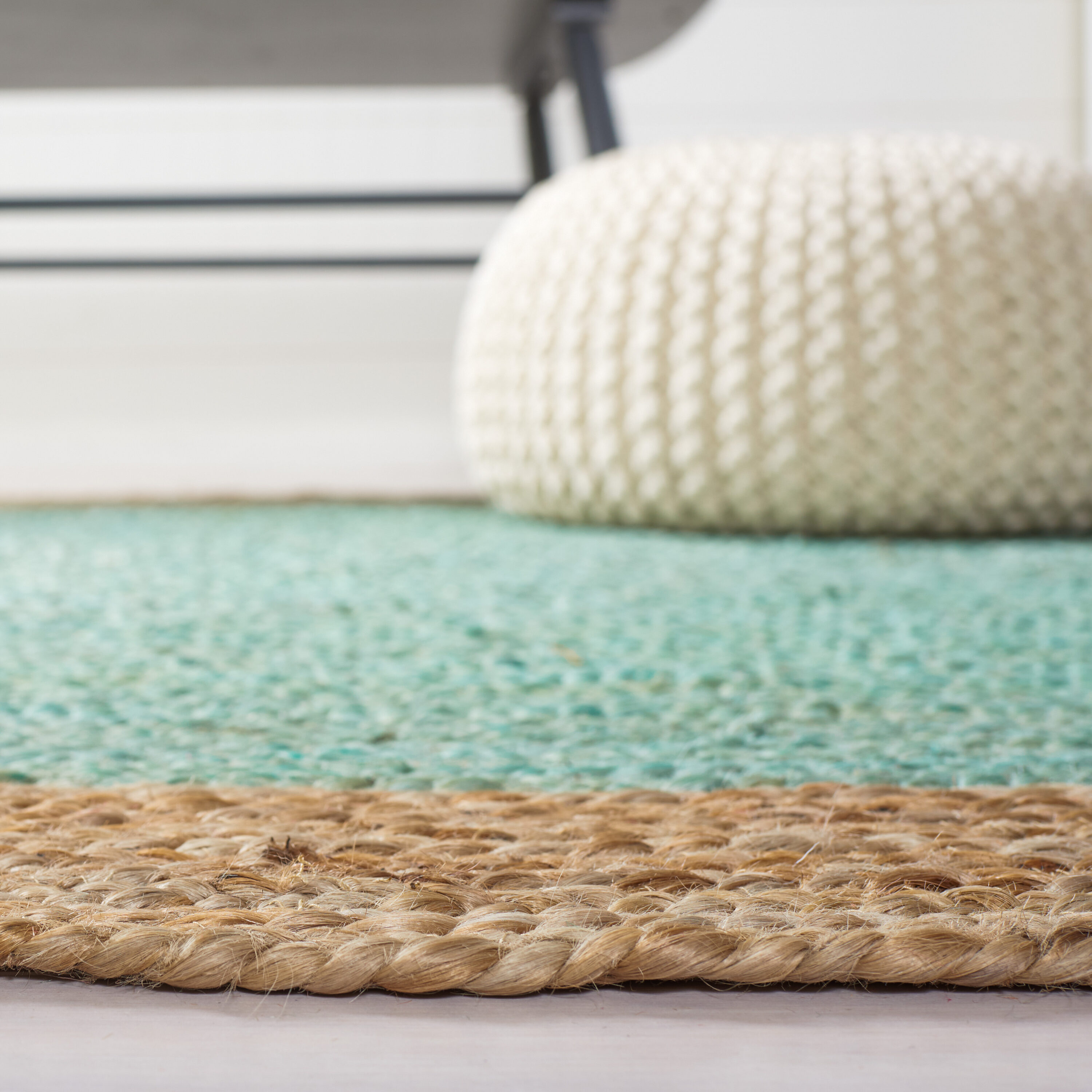 Safavieh Natural Fiber Cira 5 x 5 (ft) Jute Aqua/Natural Round Indoor ...