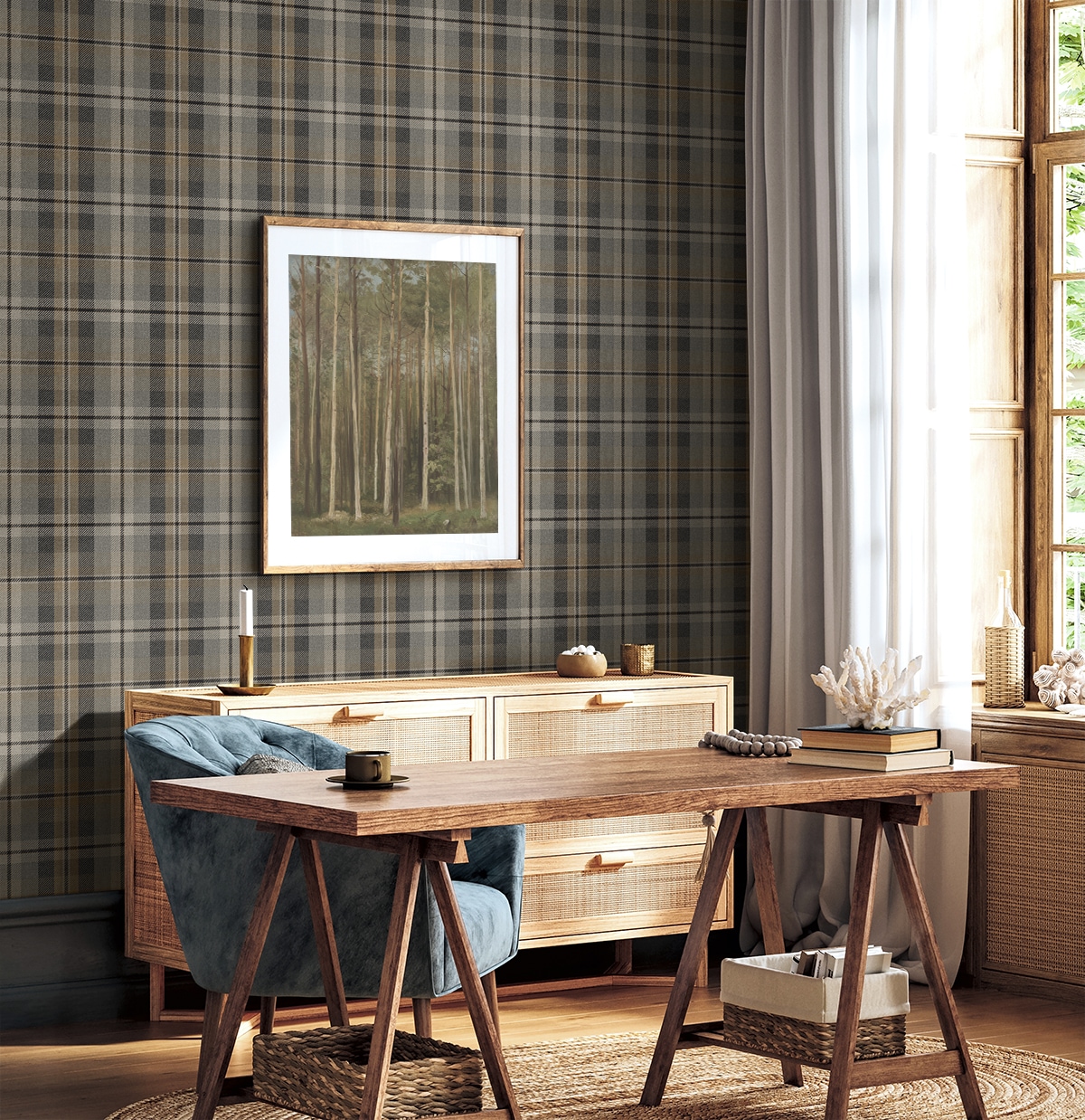 NextWall 30.75-sq ft Cliffside Vinyl Plaid Self-adhesive Peel and Stick ...