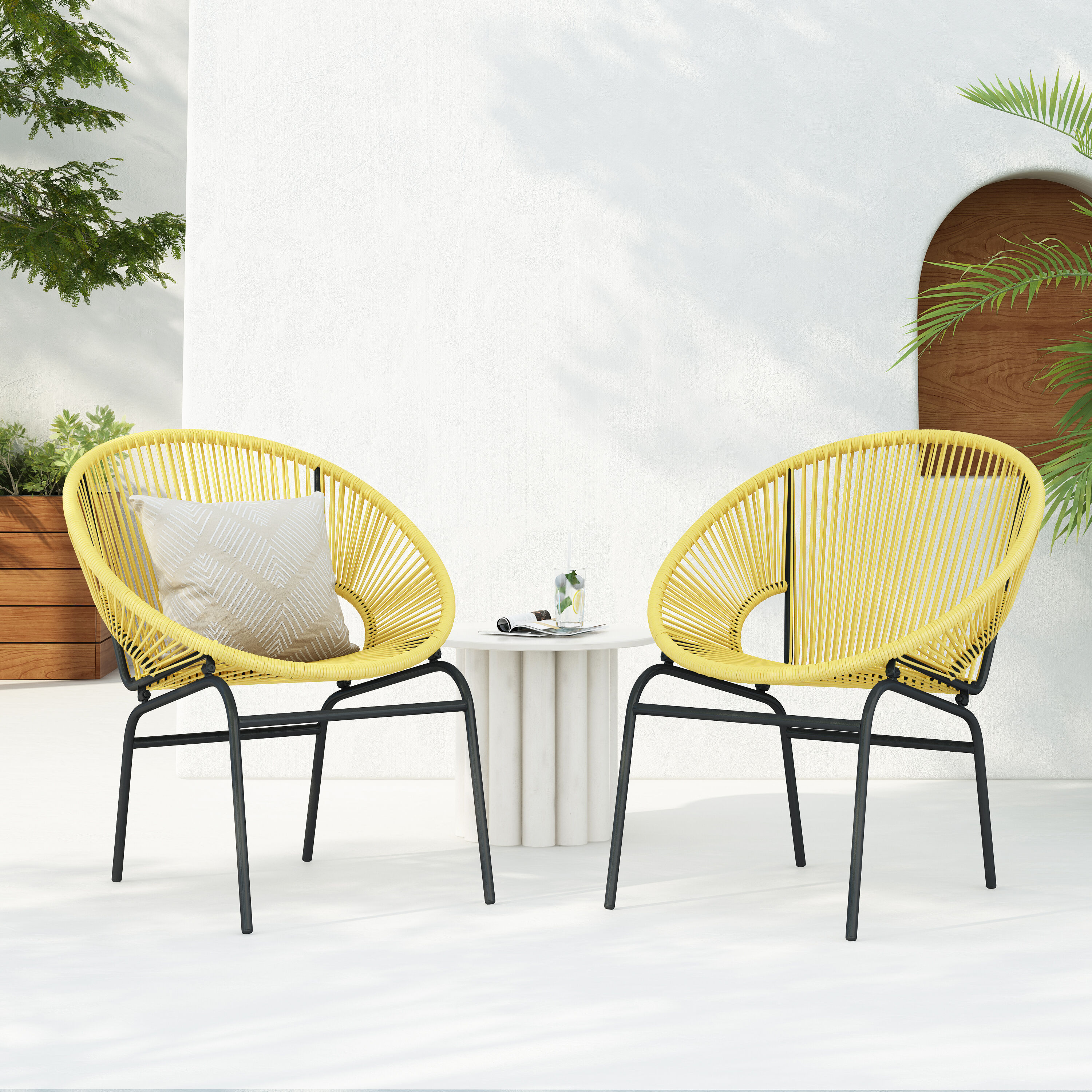 Christopher Knight Home Nusa Outdoor Modern Rattan Club Chair Set of 2-Yellow in the Patio ...