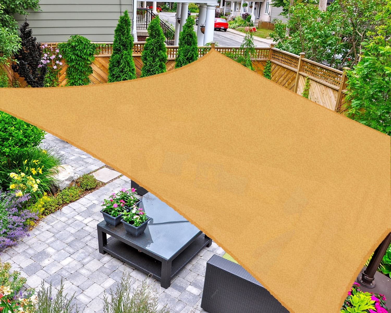 SUNCREAT Sun Shade Sail Rectangle 6' x 10' UV Block Canopy for Patio ...