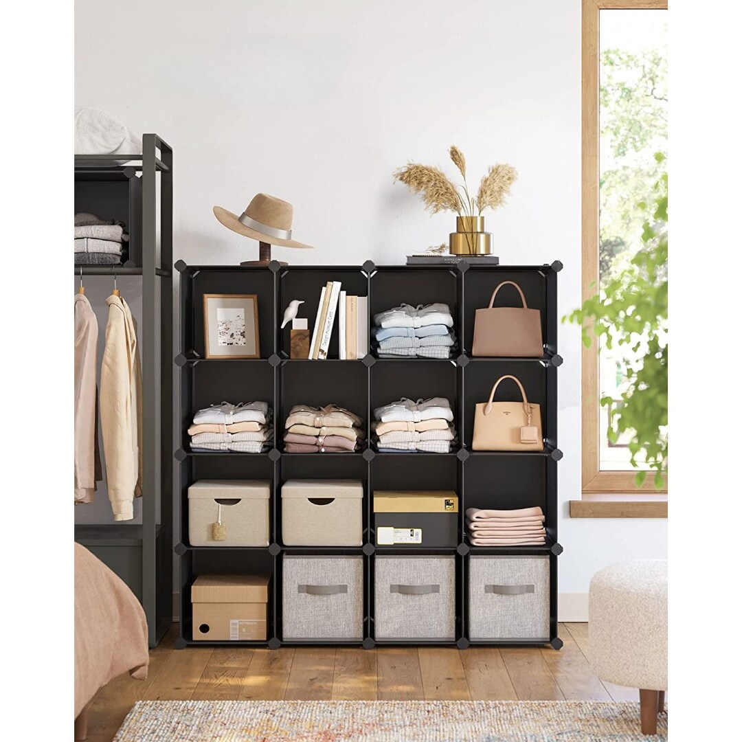 Slickblue Set of 16- Cube Storage Organizer- PP Plastic Metal Wire ...