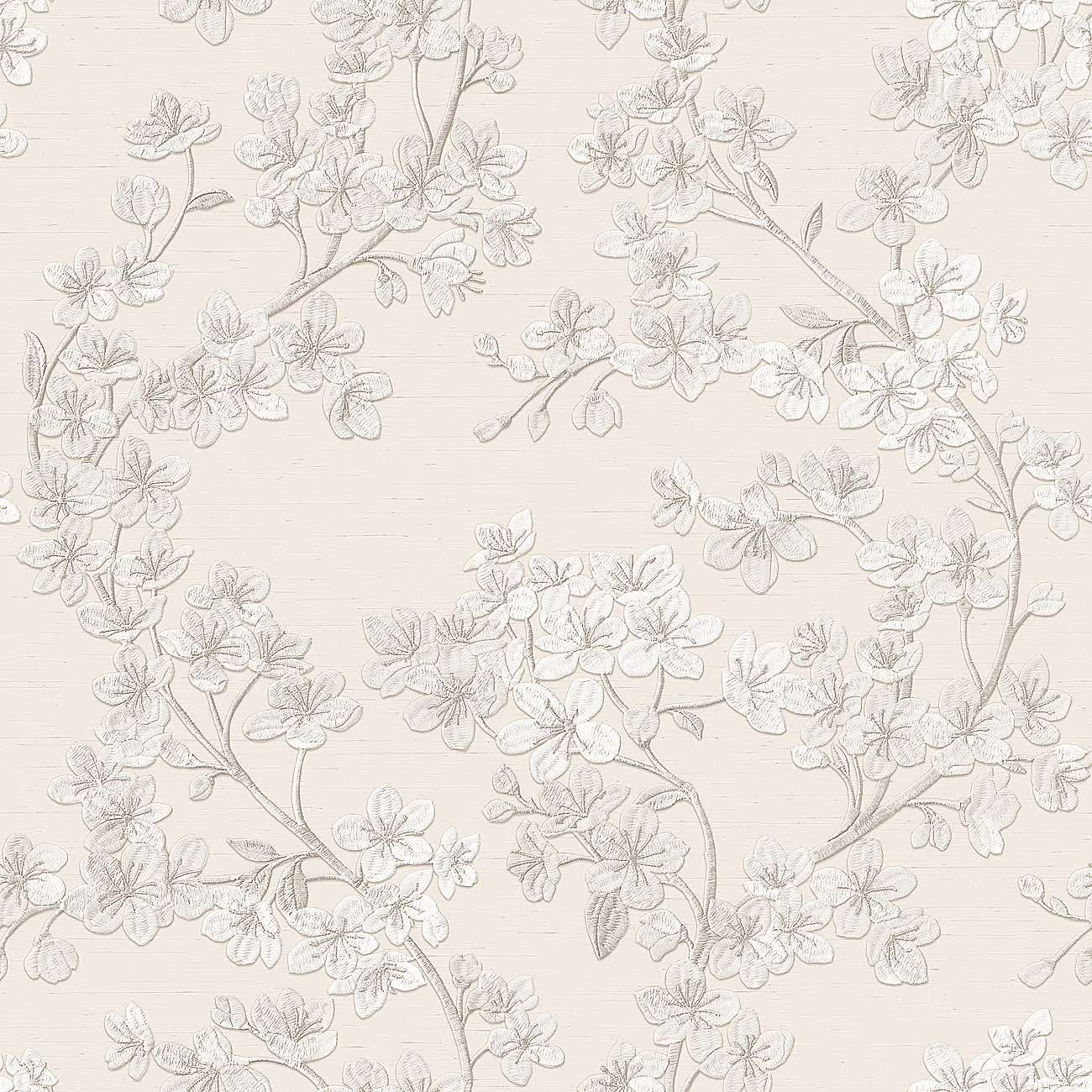 Veer Decor Embroidered Cherry Bloom Silver Wallpaper in the Wallpaper ...