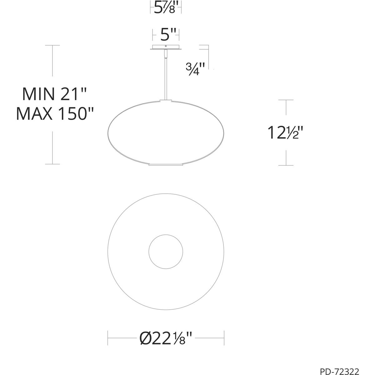 Modern Forms PD-72322-27-BK Illusion 1 Light 2213 inch Black Pendant ...