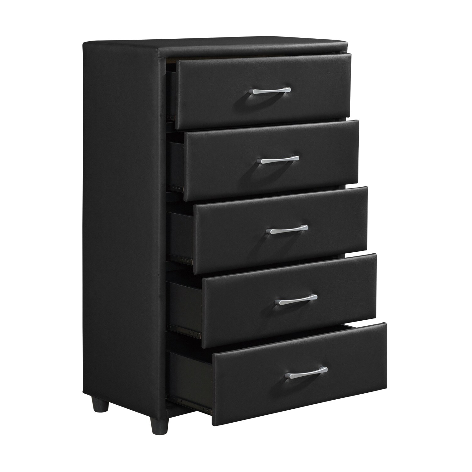 Streamdale Furniture Streamdale Modern Black Faux Leather Chest of ...