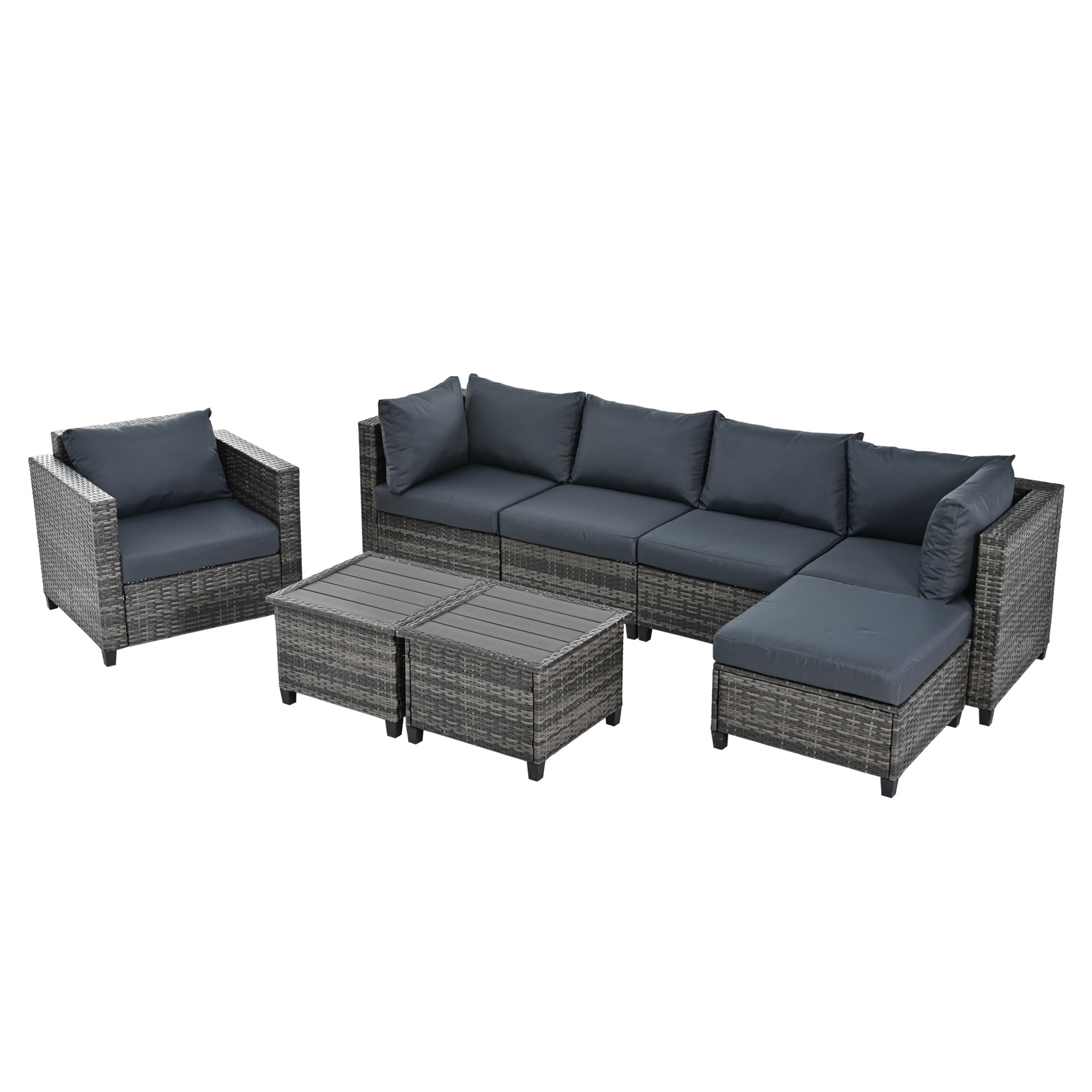 Nestfair 8 Piece Rattan 2 Patio Sofa Conversation Set with Gray Cushions in the Patio Conversation Sets department at Lowes