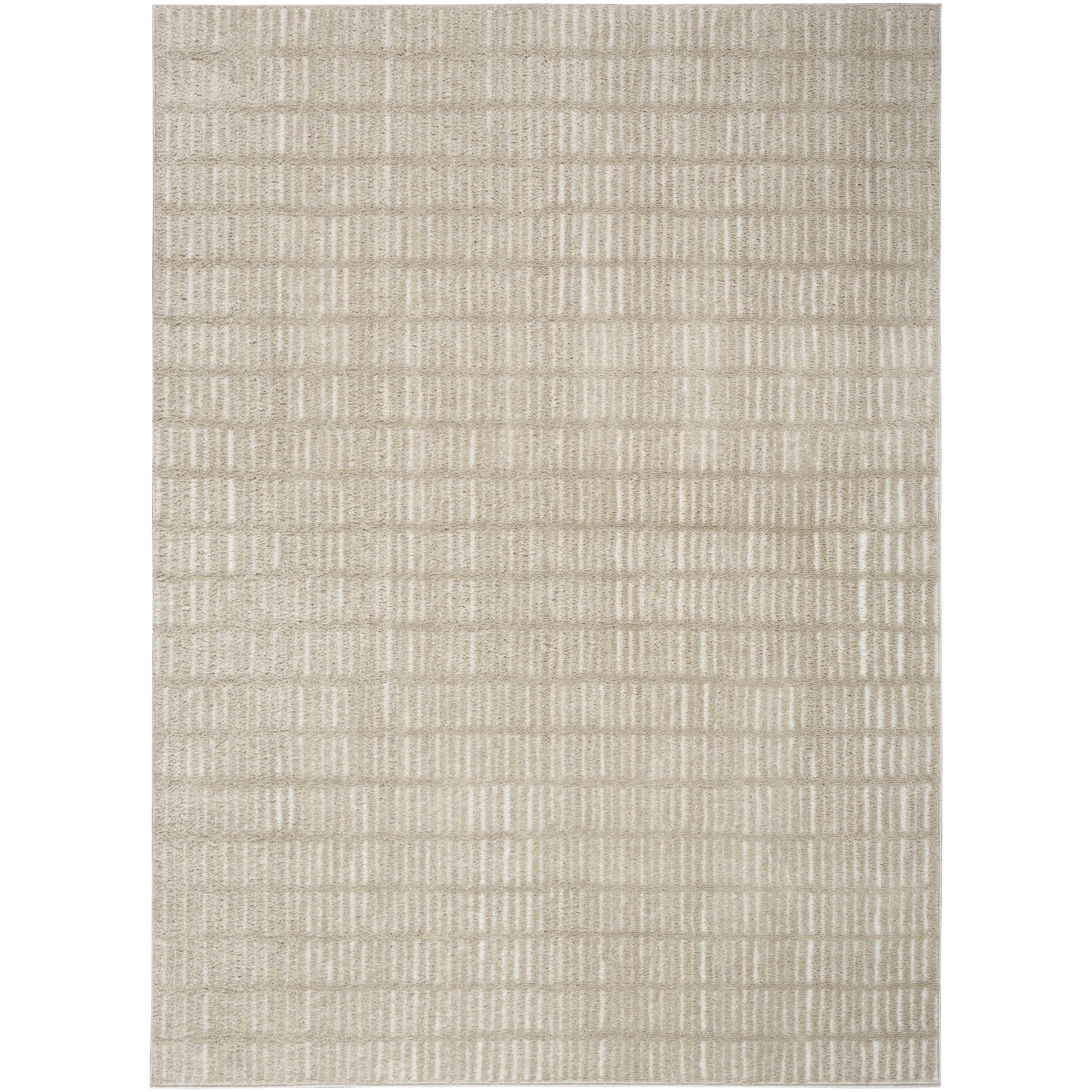 Nourison Cozy Modern 6'7" x 9' Grey Ivory Scandinavian Indoor Rug in ...
