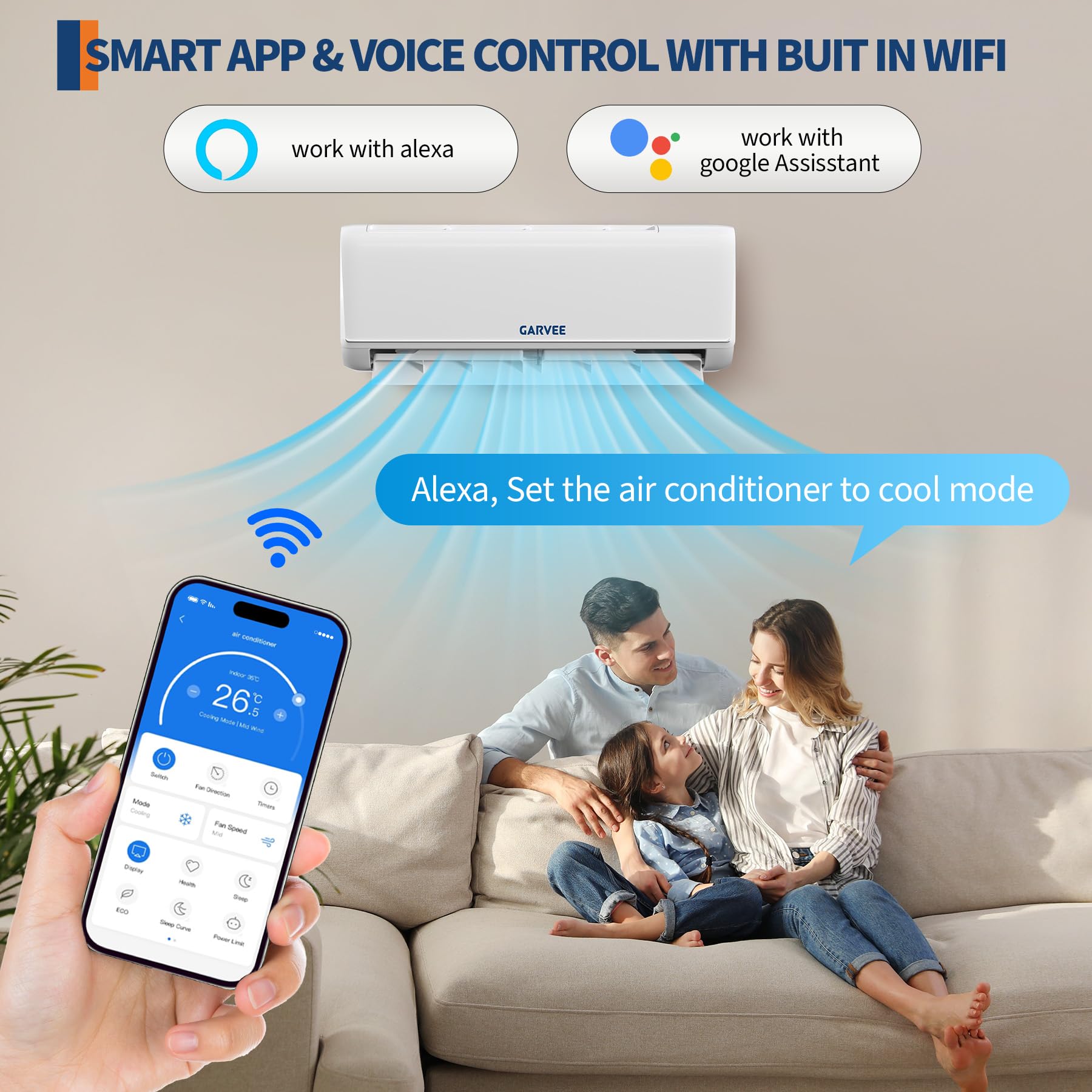 GarveeLife Mini Split 18000 BTU Air Conditioner Heater 208 to 230V WiFi ...