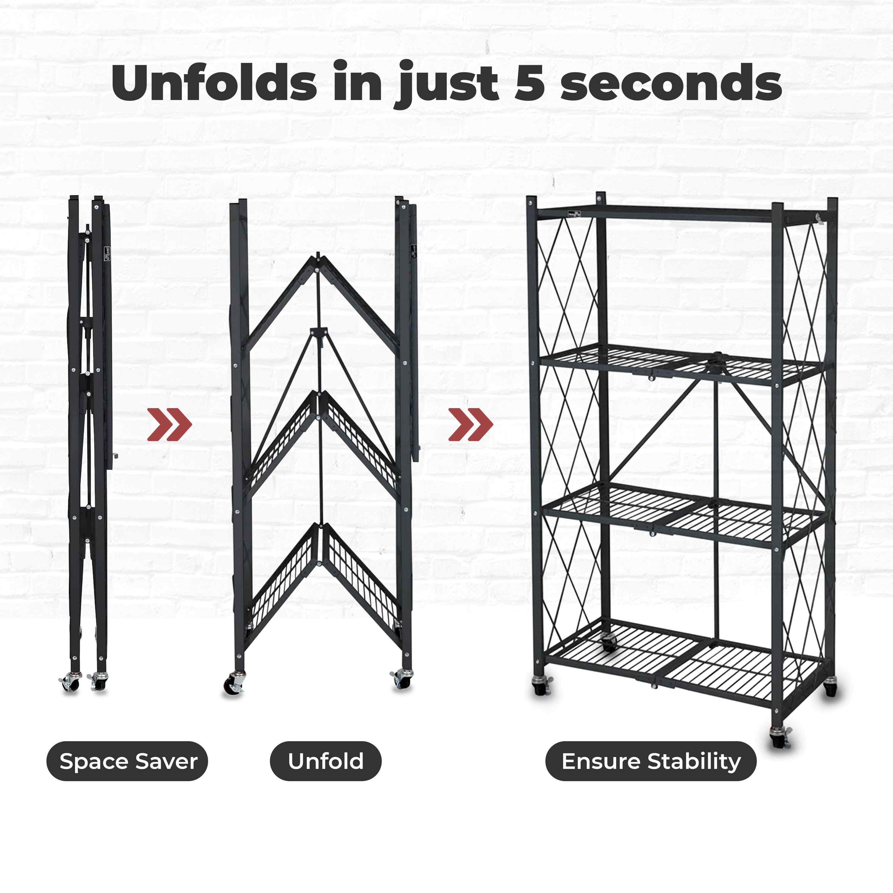 Origami 4 Pack 4 Tier Folding Garage Shelves Heavy Duty Shelving with ...