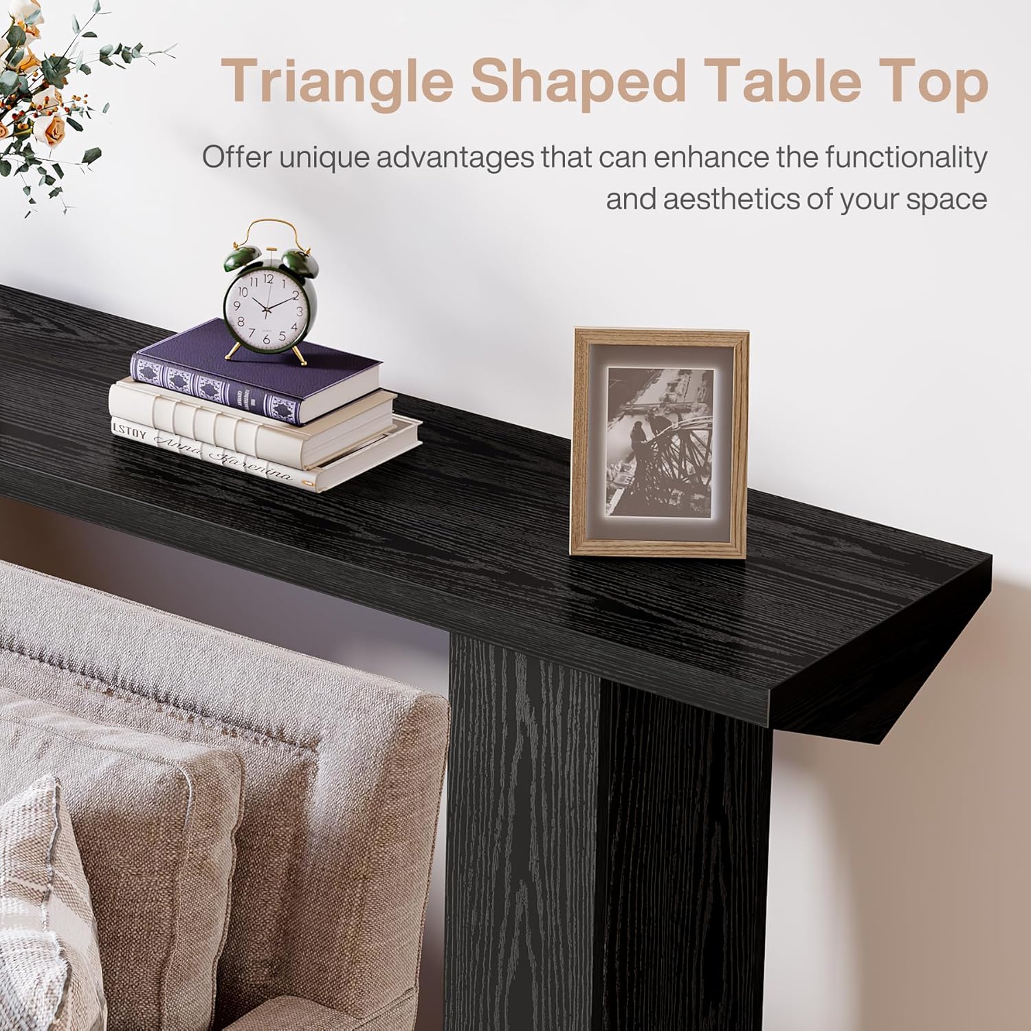 Tribesigns 63 inch W Farmhouse Black Long Console Table for Hallway ...