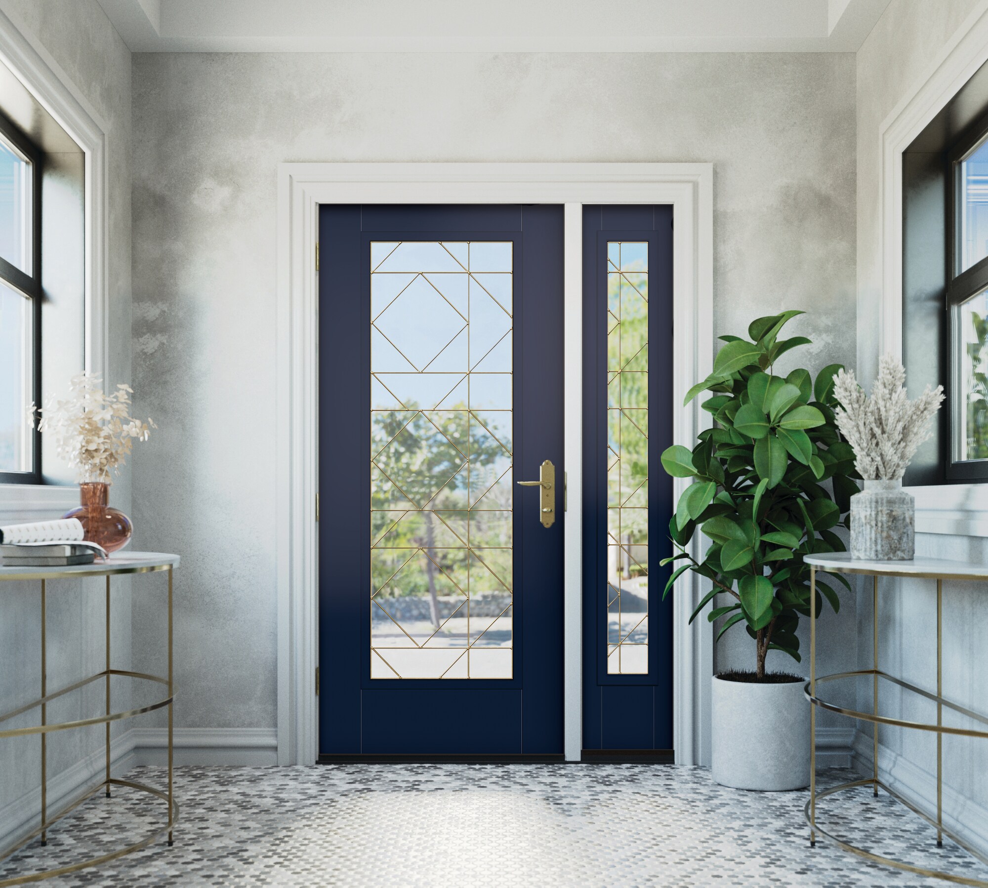 Therma-Tru Echelon 36-in x 80-in x 4-9/16-in Fiberglass Full lite Right ...