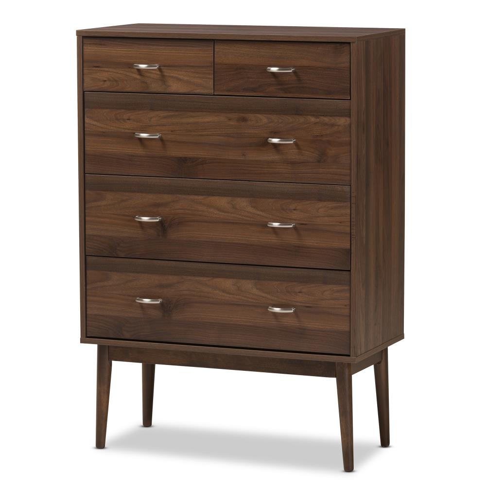 Baxton Studio Disa Walnut 4-Drawer Chest at Lowes.com