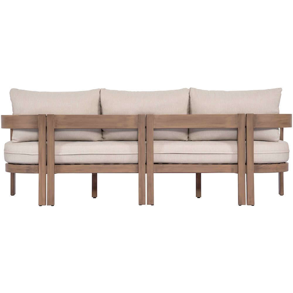 Meridian Newport 86.75 Beige Water Resistant Fabric Upholstered Outdoor ...