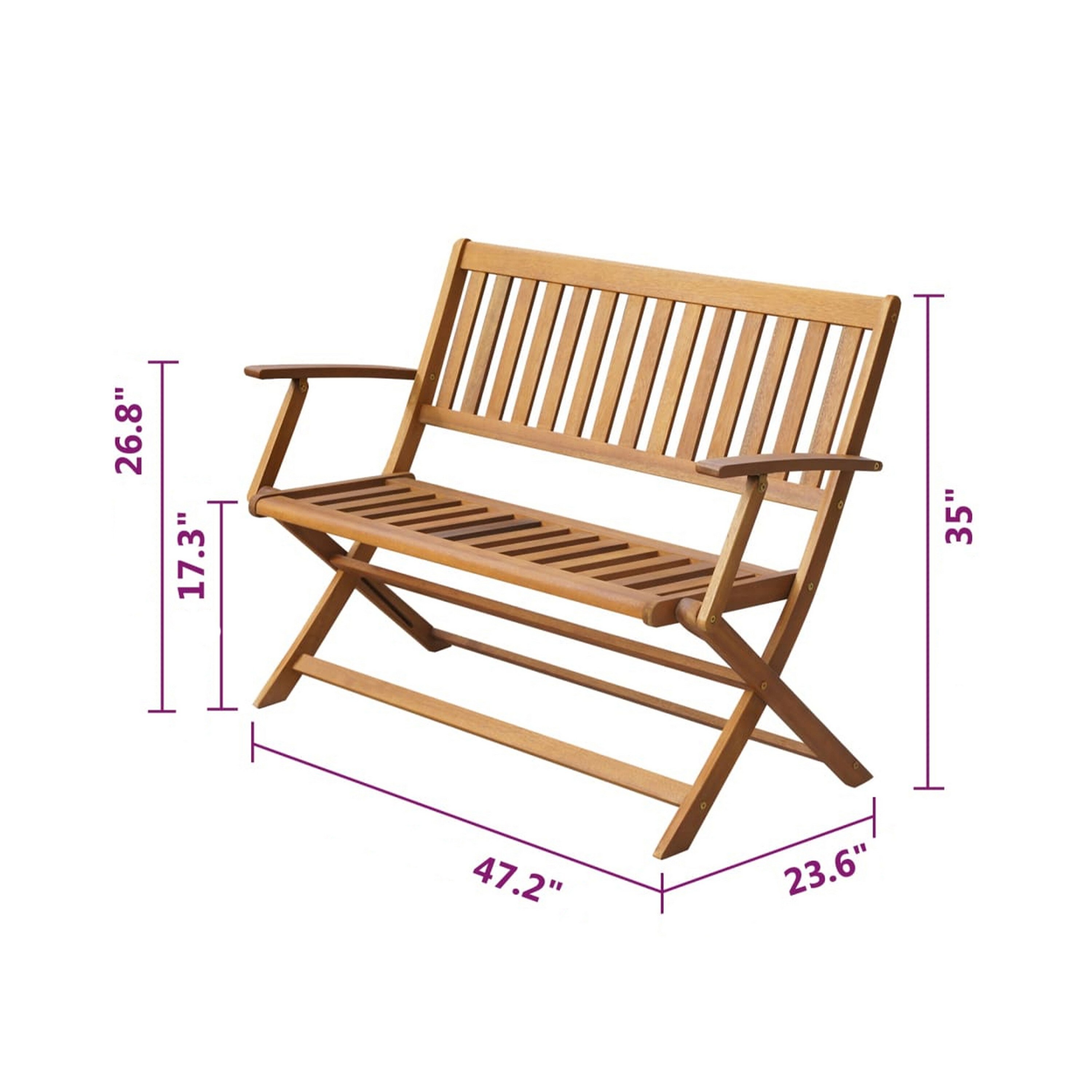 Benzara Jenny 472 in Brown Wood Outdoor Bench with X Cross Legs in the ...