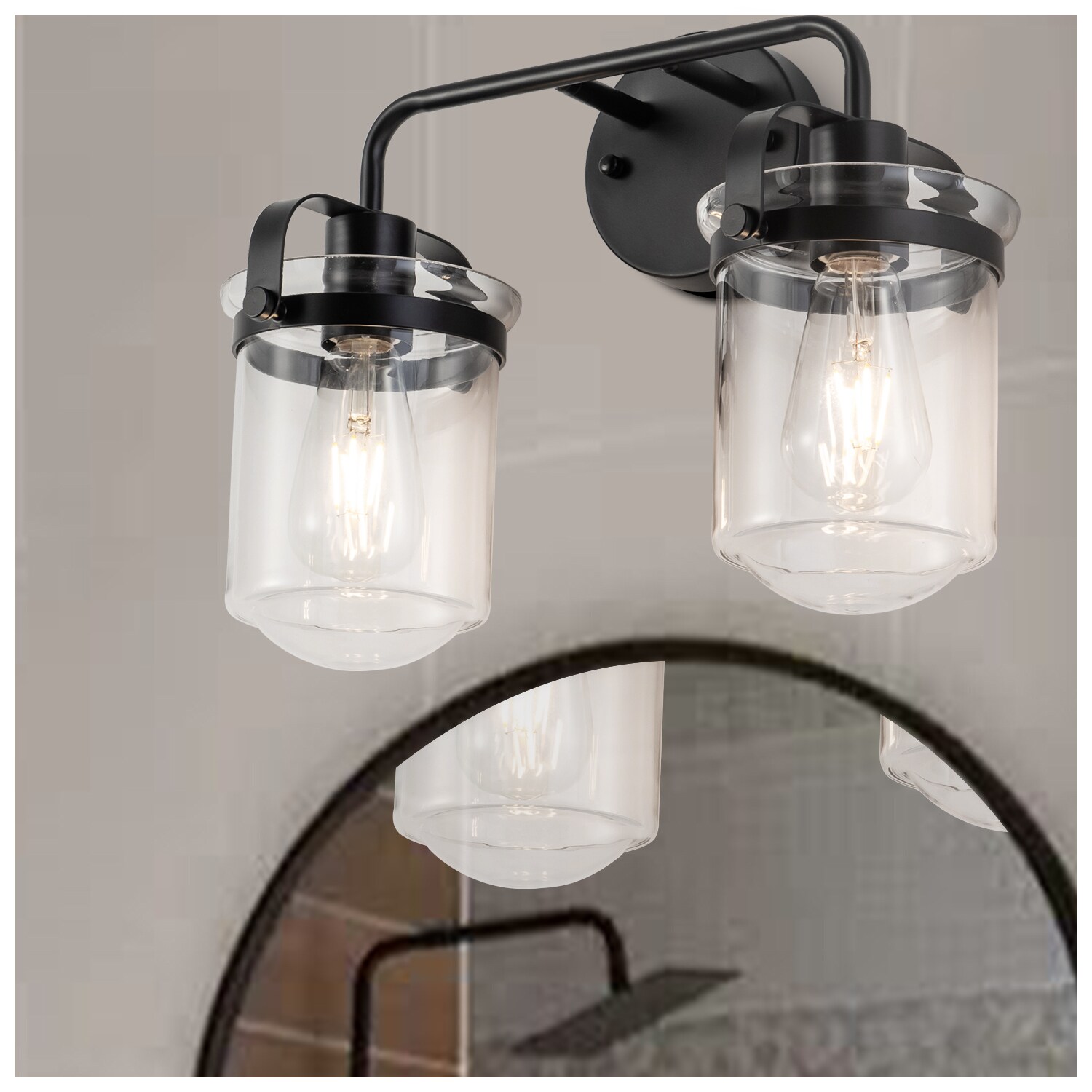LOVMOR 2-Light with Clear Glass Shade Modern Sconce Industrial Indoor ...