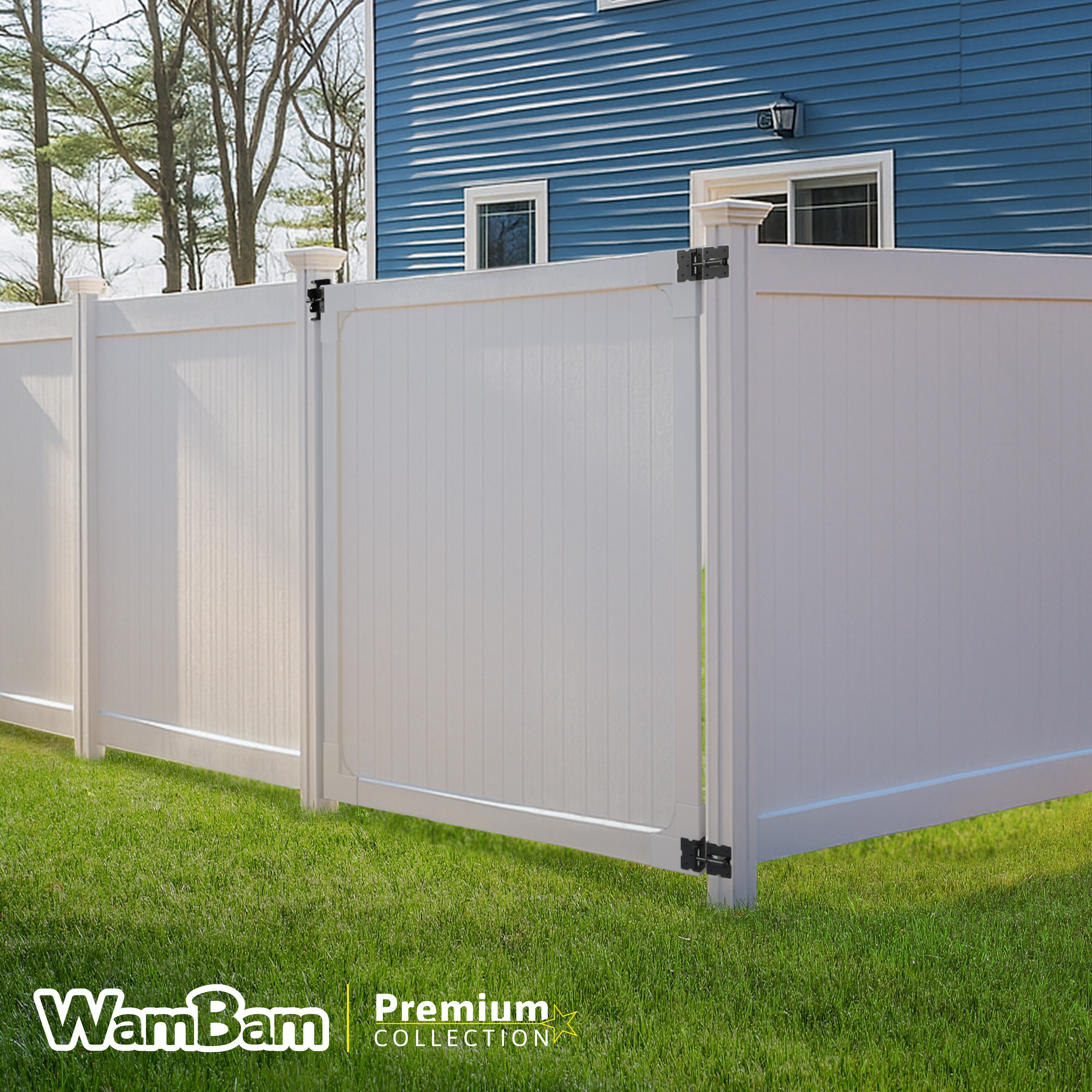 WamBam Fence Premium 6-ft H x 6-ft W Flat-Top Privacy Vinyl Fence gate ...