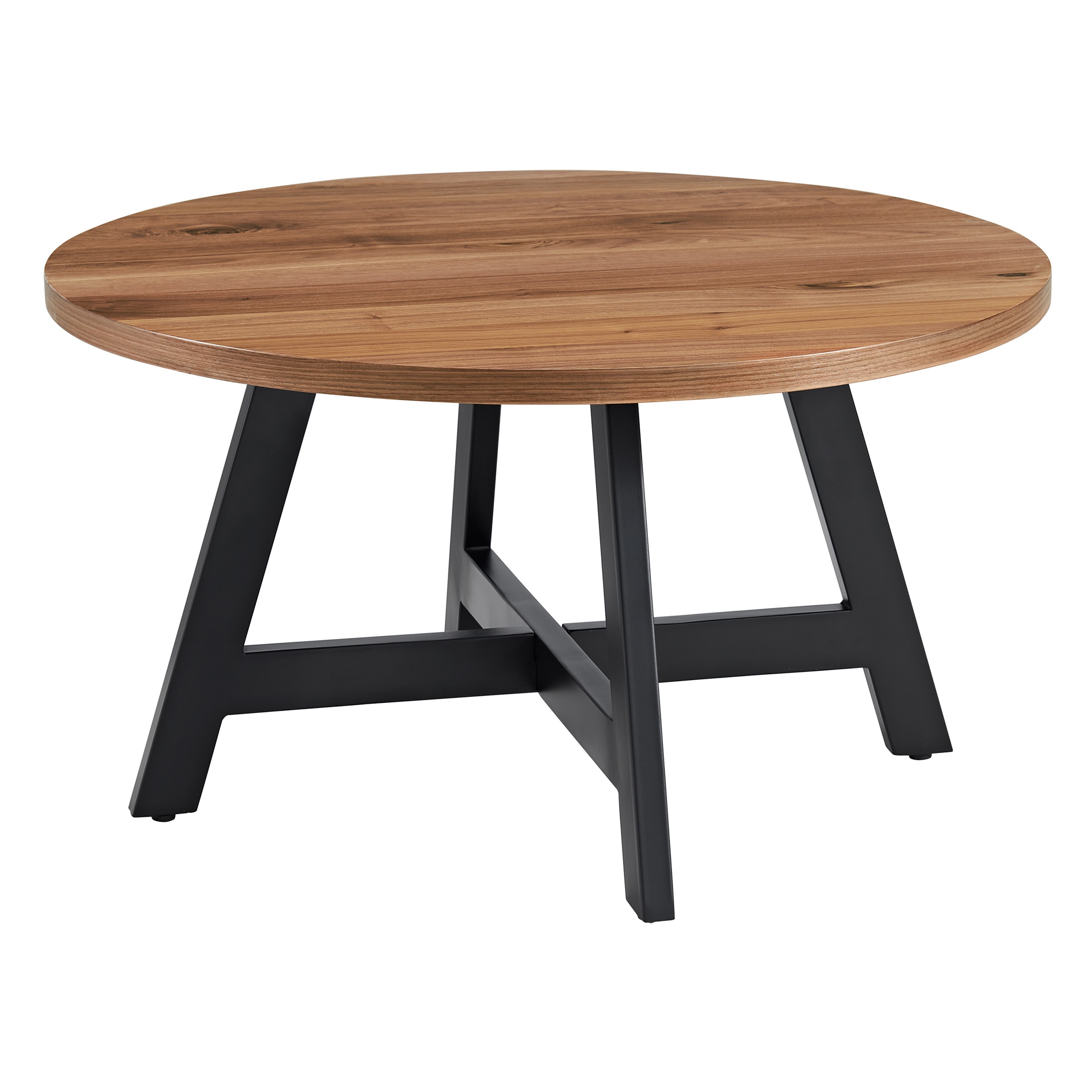Lavish Home Modern Round Wood Walnut-Finished 24-in W x 16.5-in H ...