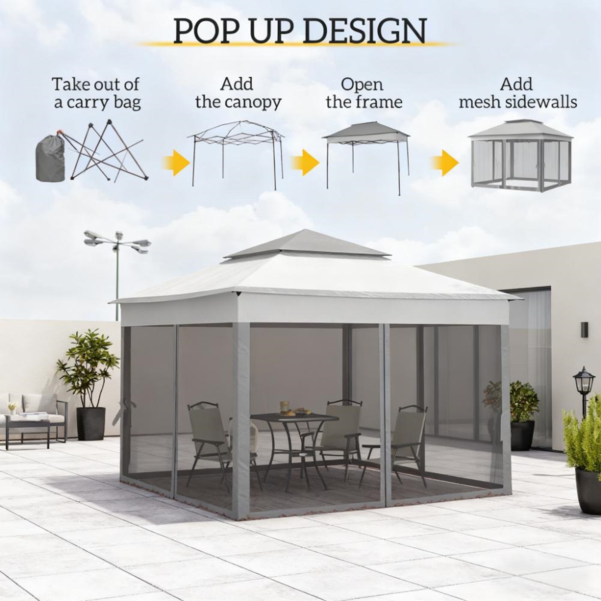 Bybafun 11-ft x 11-ft Gray Solarium with Soft Top Roof (Screen Included ...