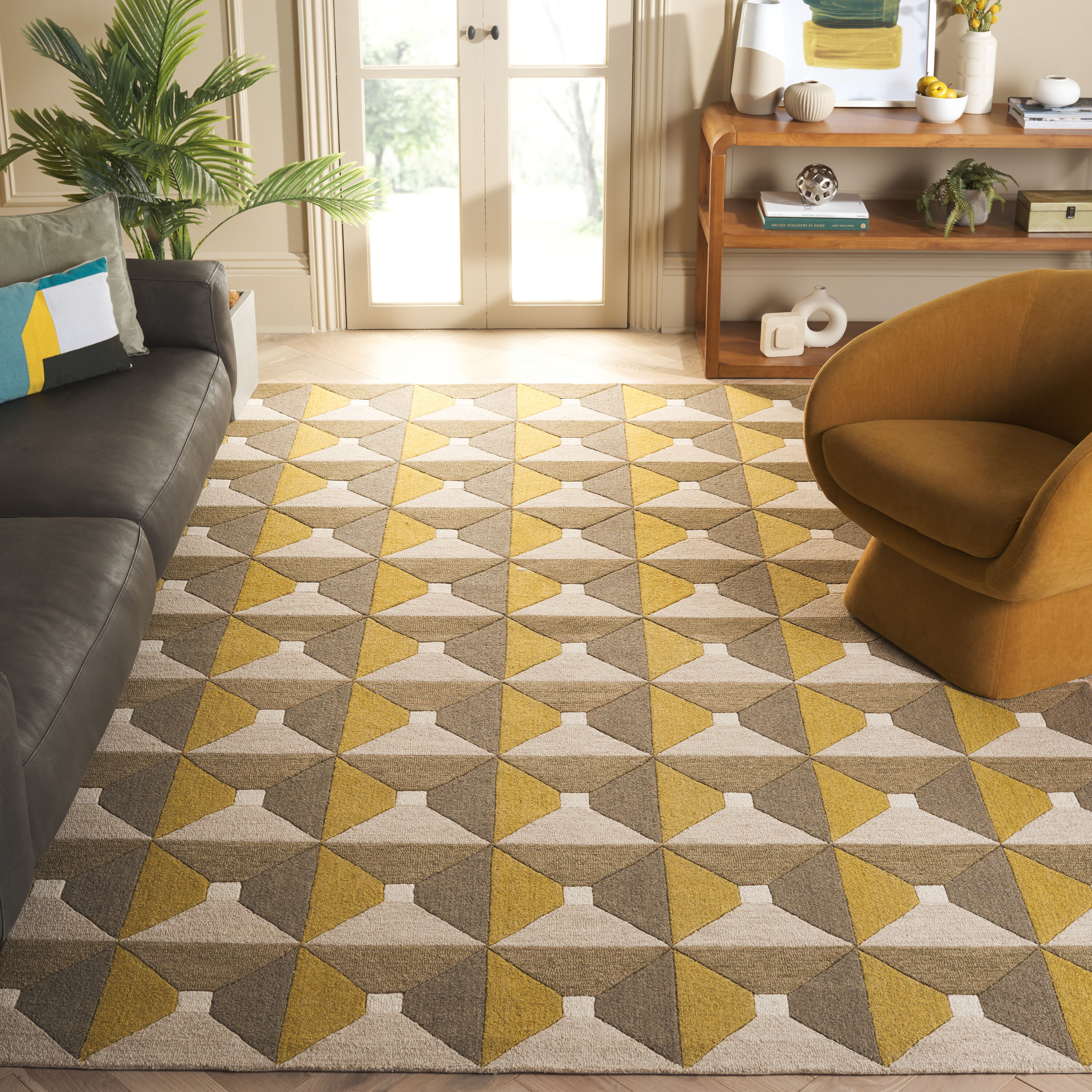 Safavieh Genre 8 x 10 (ft) Tufted Wool Grey/Gold Rectangular Indoor ...
